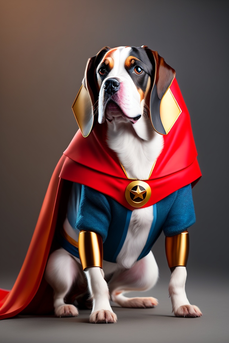 Lexica - Hyper realistic 8k superhero beagle, cinamatic, red cape, mask
