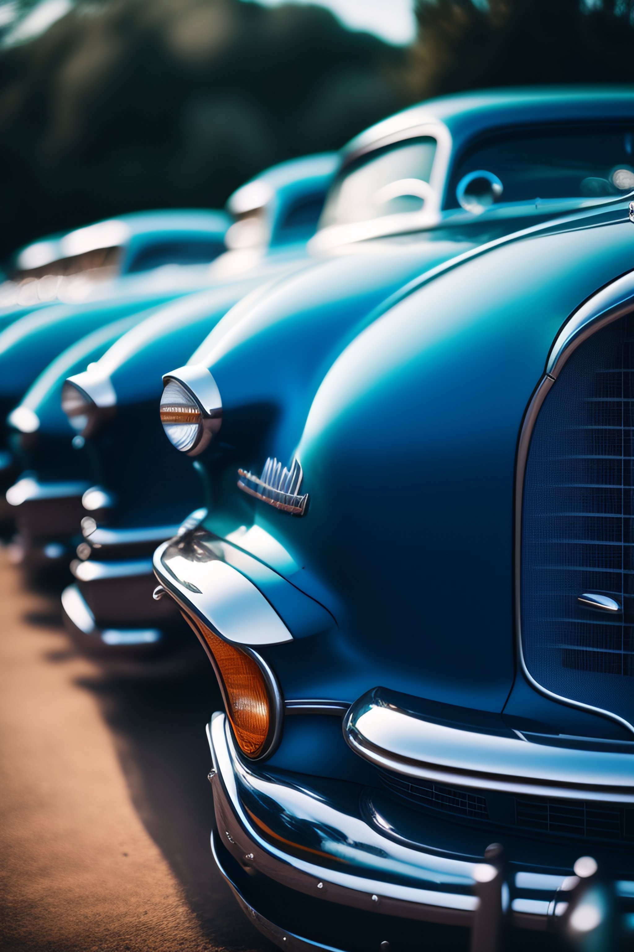 Lexica - Vintage blue cars, low detail