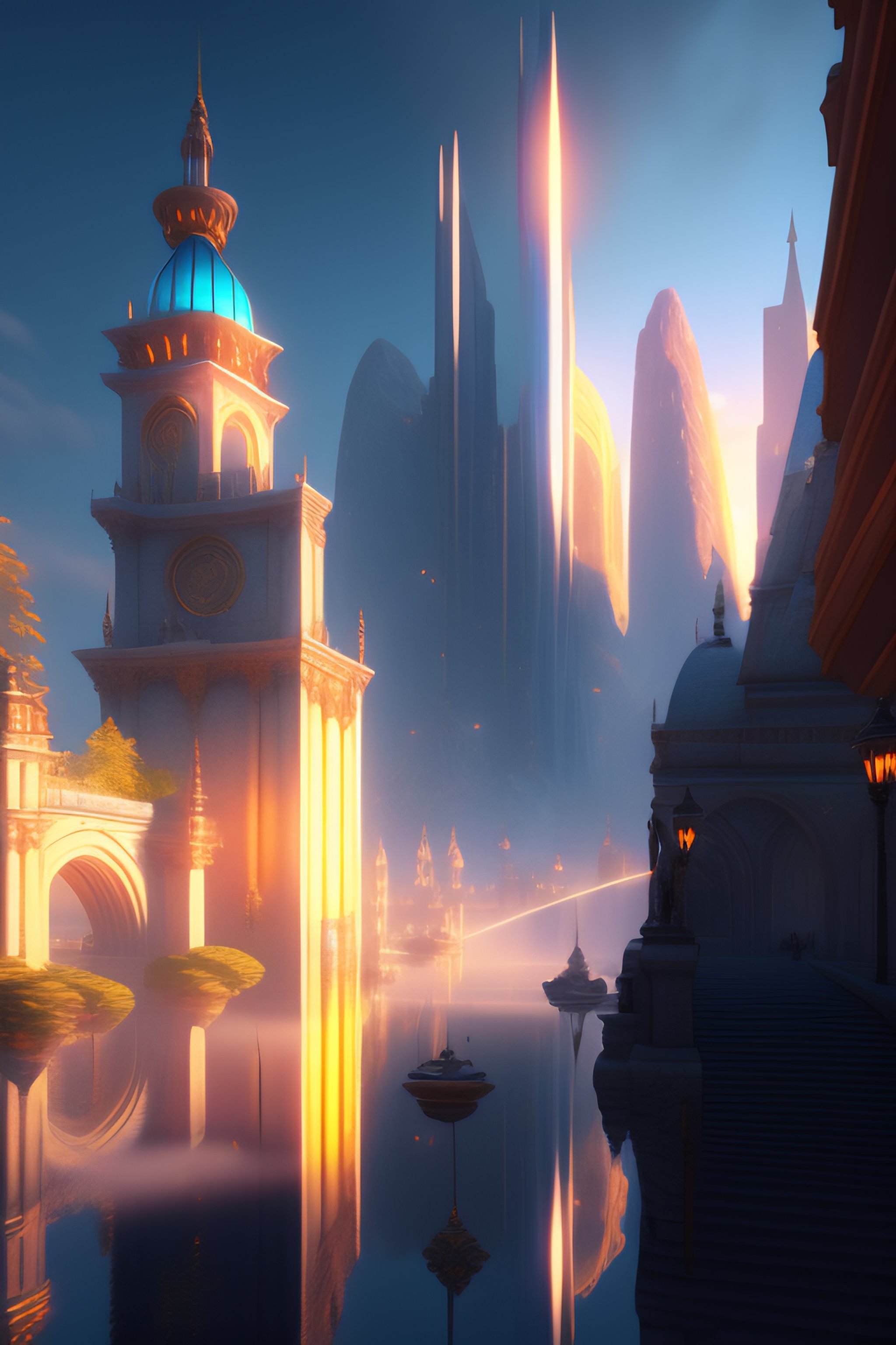 Lexica - Beautiful fantasy city made from white stone and bright copper ...