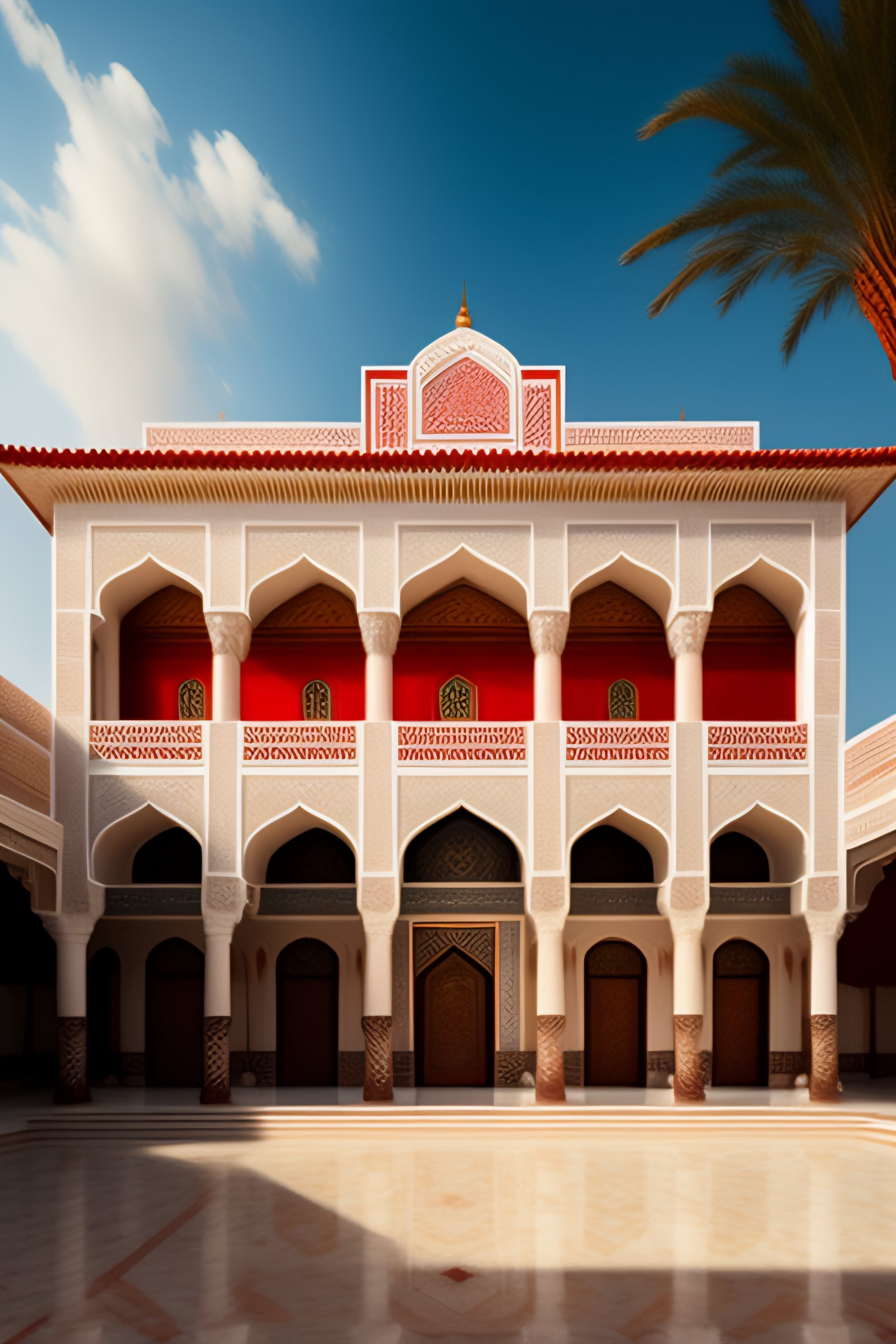 Lexica - A white and redmarble big beautiful old arabic artectic style ...