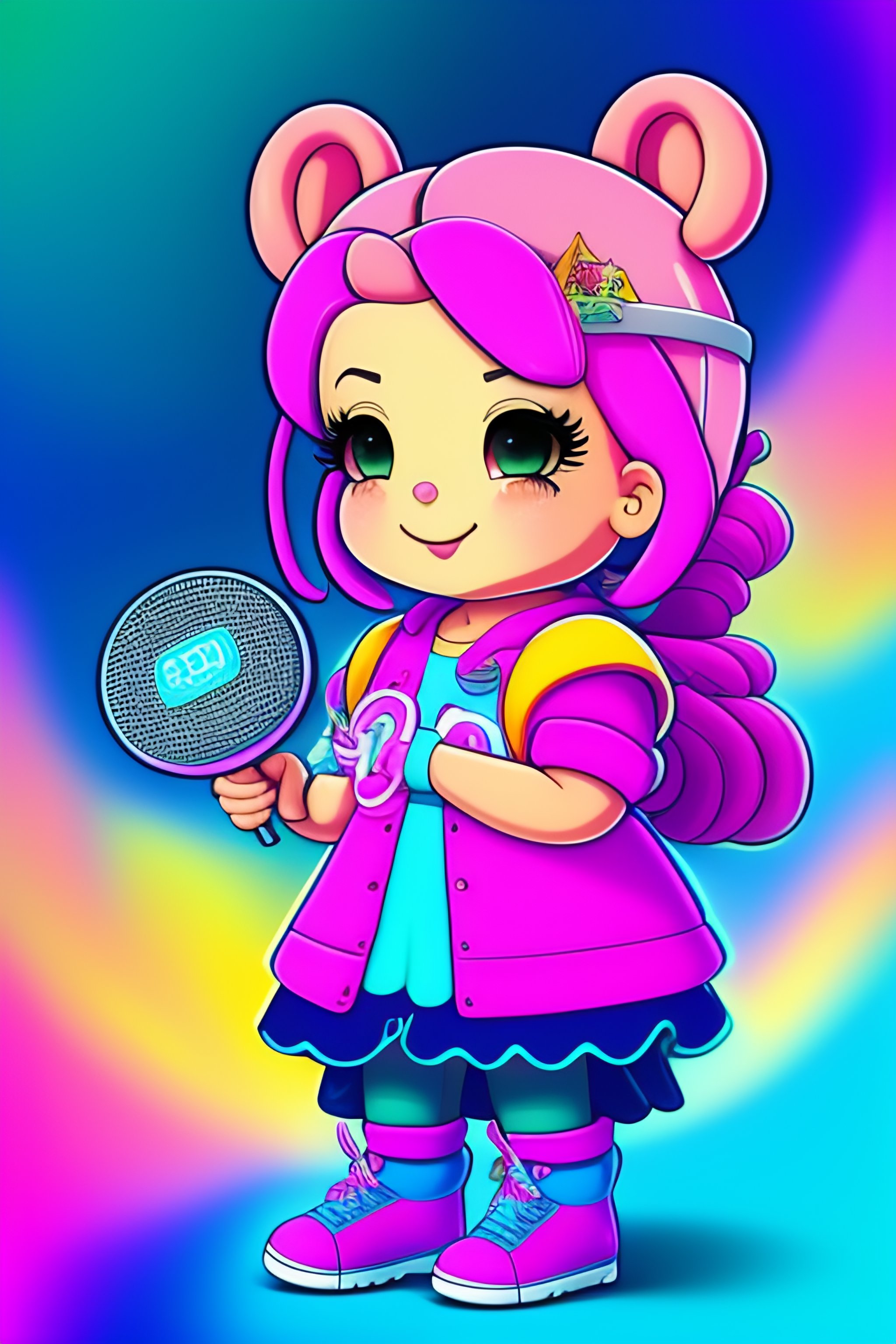 Lexica - A female twitch streamer as Peppa Pig, microphone, braided ...