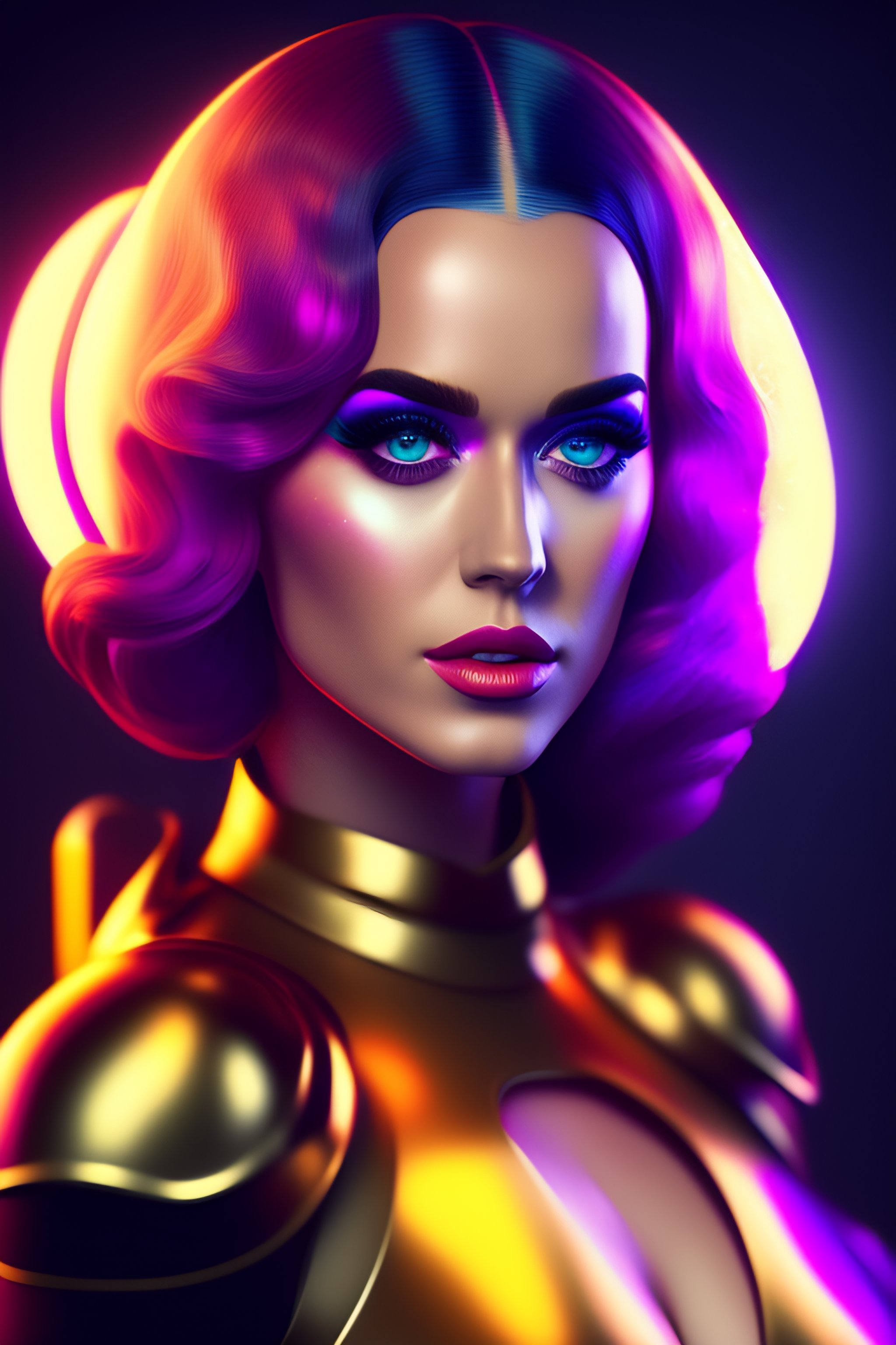 Lexica - Glowwave portrait of katy perry as a an fancy alien spaceship ...