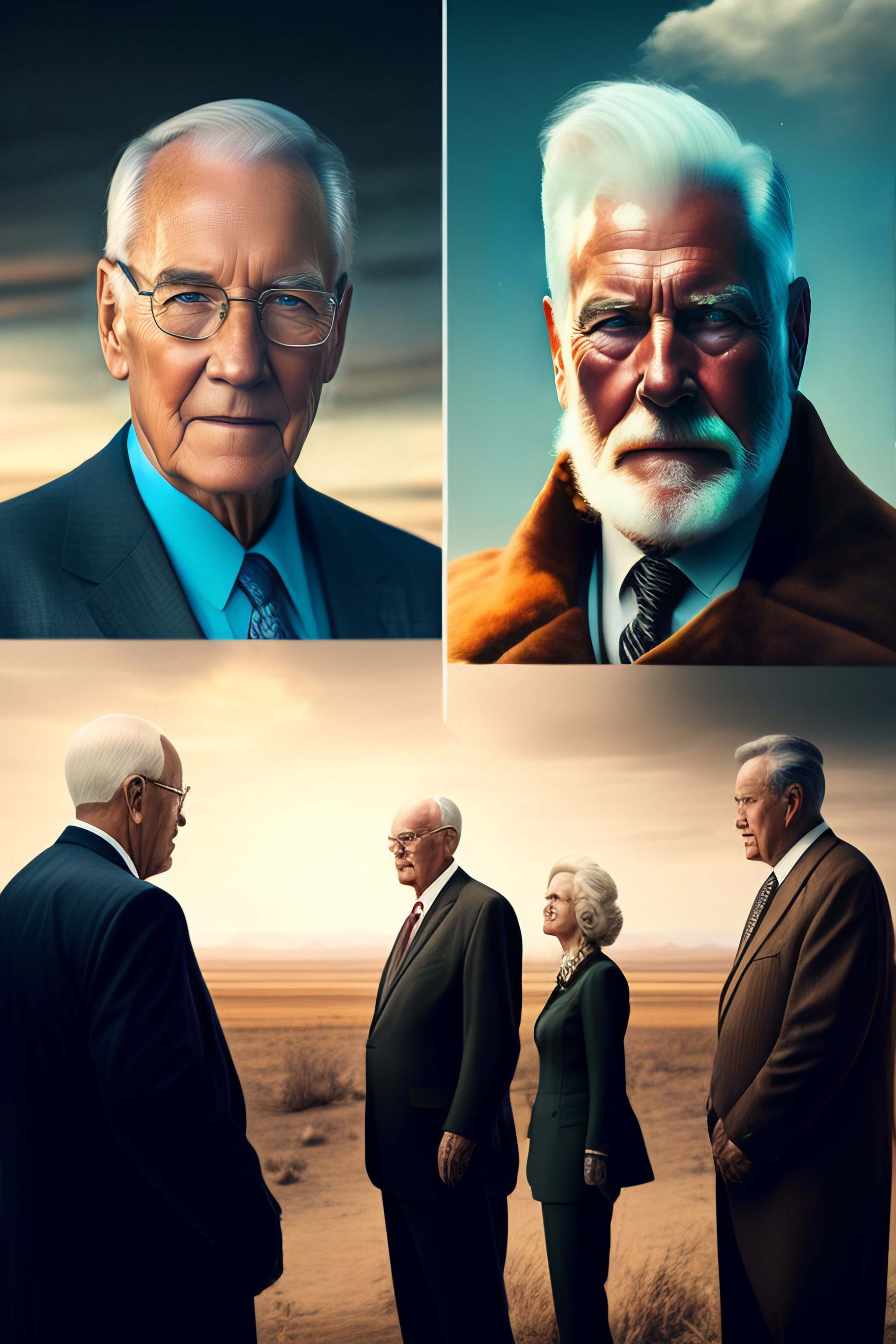 Lexica - Realistic photo of Mormon Elders in an apocalyptic future ...