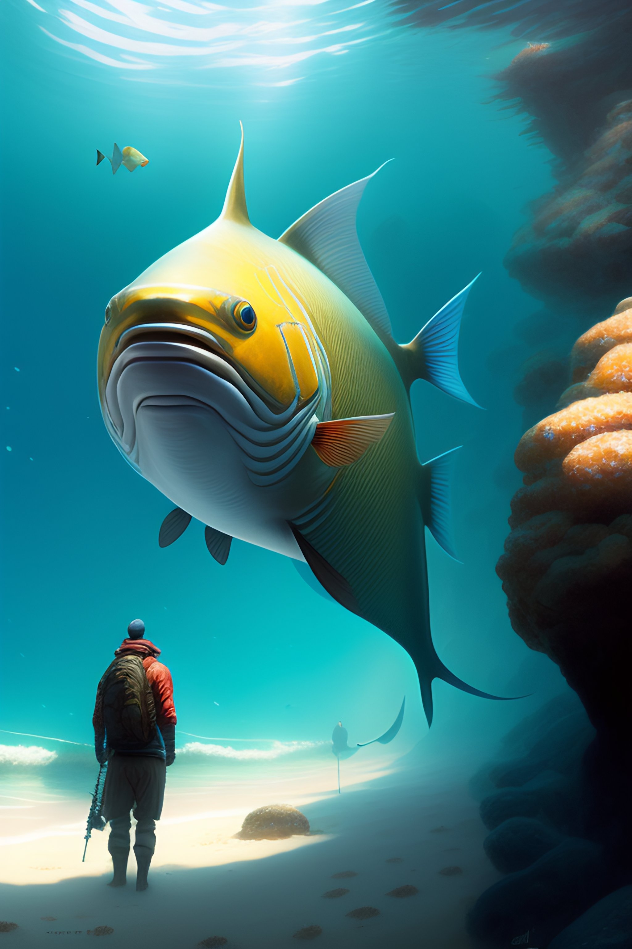 Lexica - Anthropomorphic sardine fish, greg rutkowski
