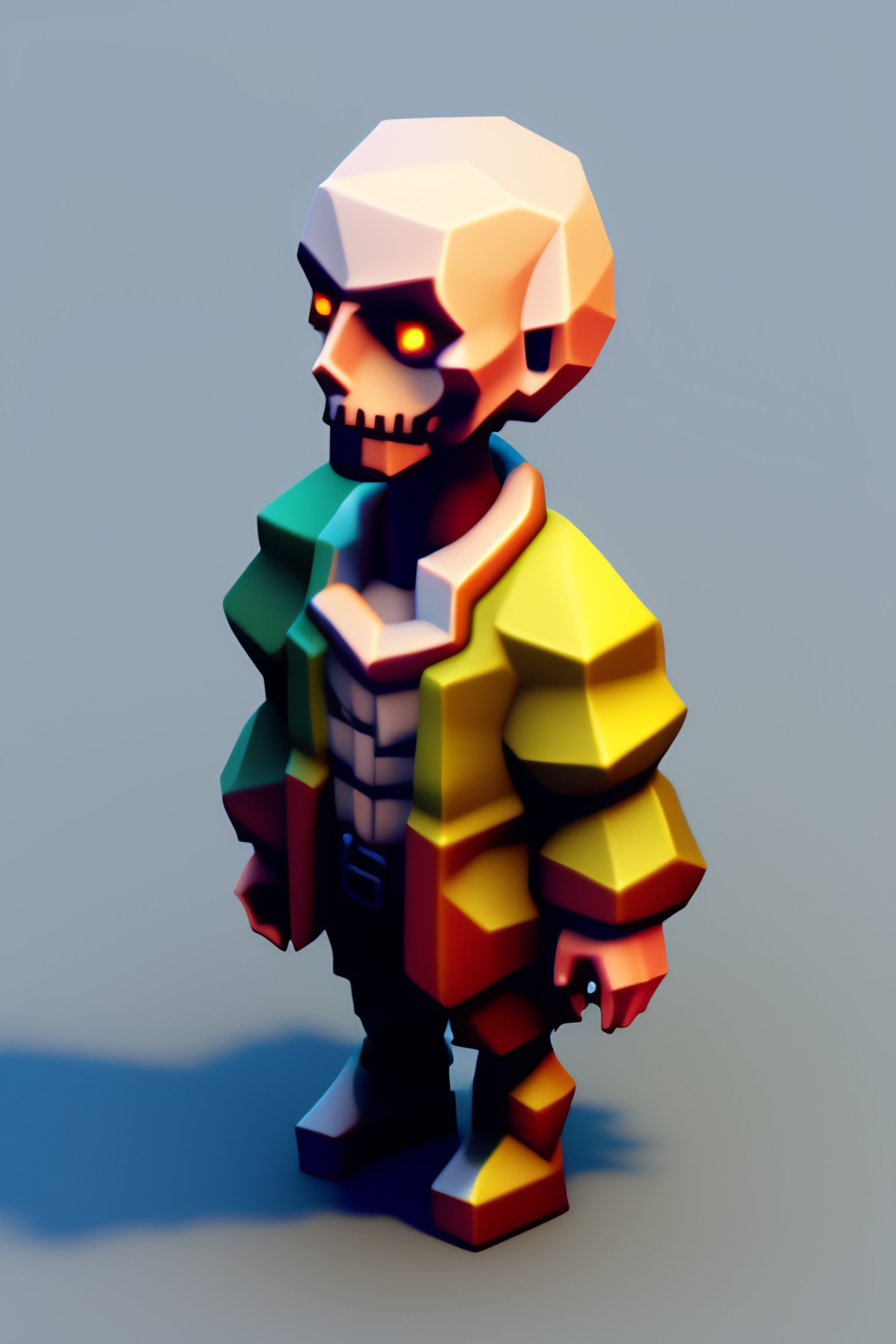 Lexica - Isometric render of a pale zombie character sprite, low poly,