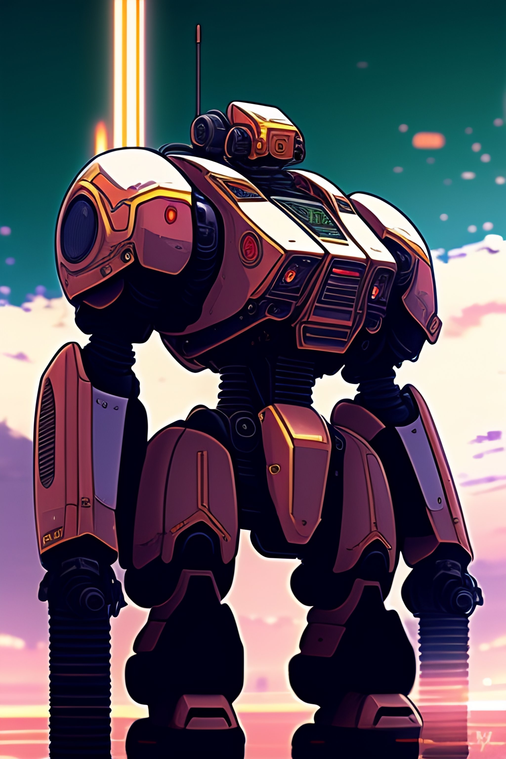 Lexica - Battlemech in the style of anime, detailed line art. fine details.