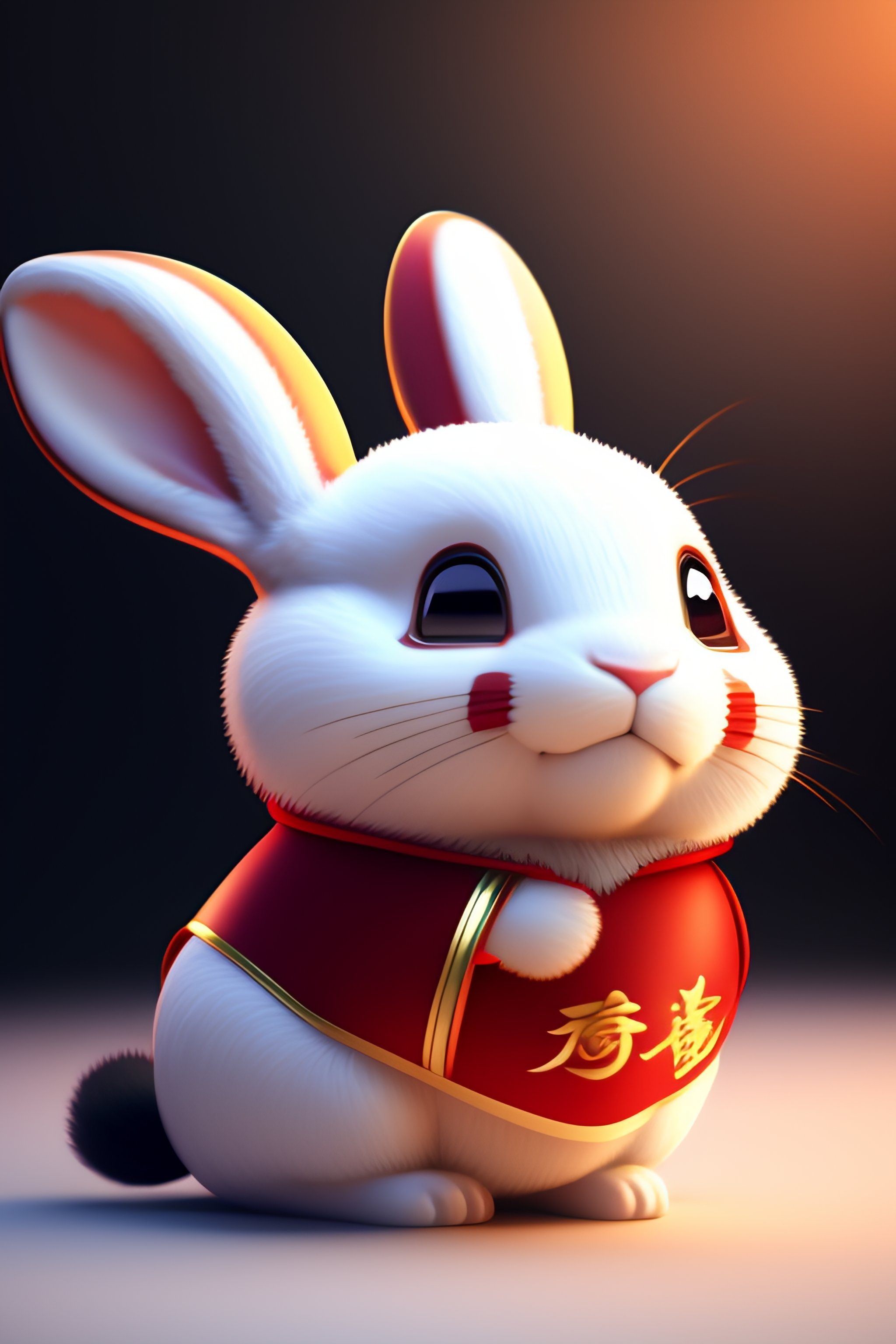 Lexica - Smiling, happy, cute and chibi rabbit bunny, long ears, lunar ...