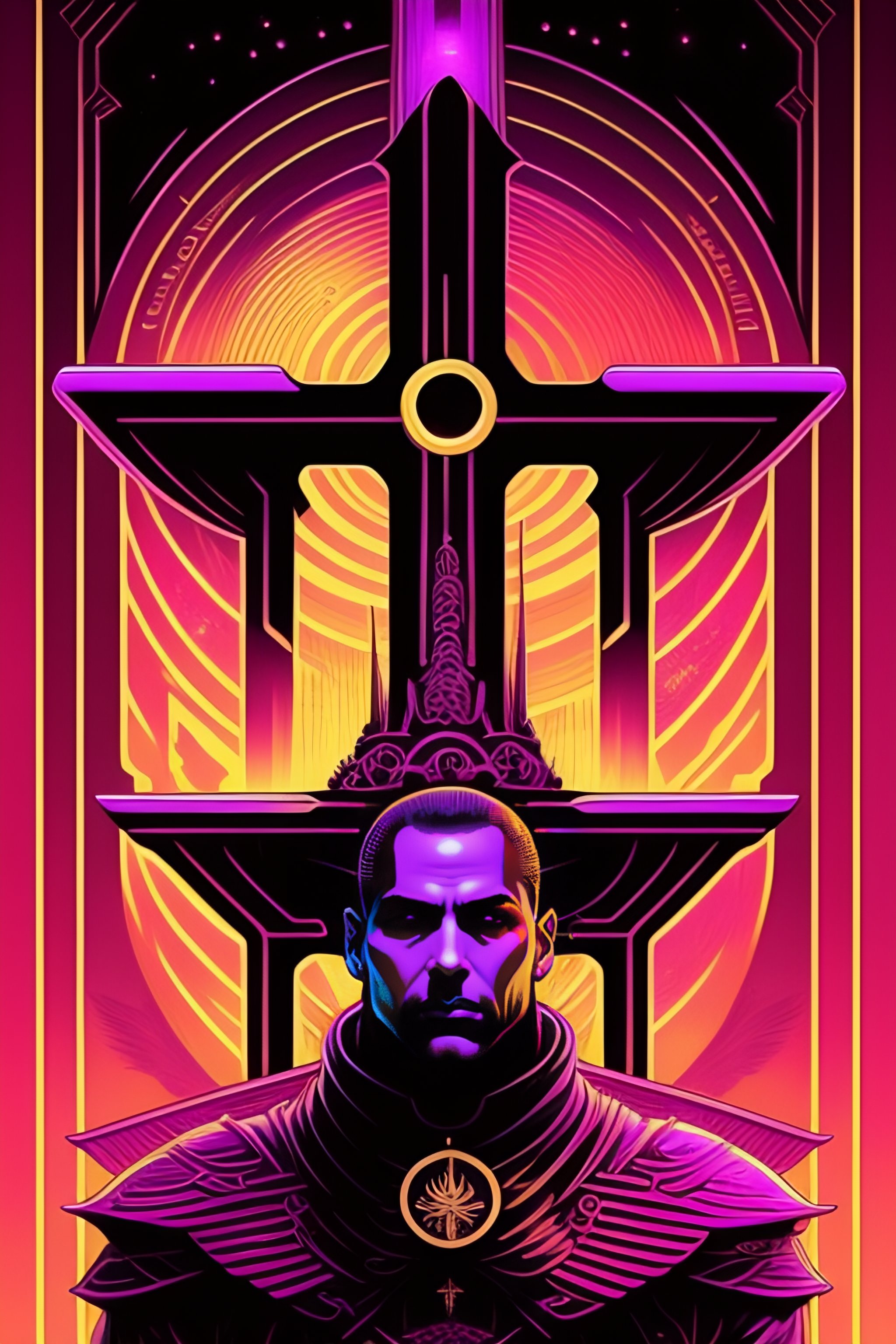 Lexica - Futuristic priest Cross-Over, logo design by Philippe Caza