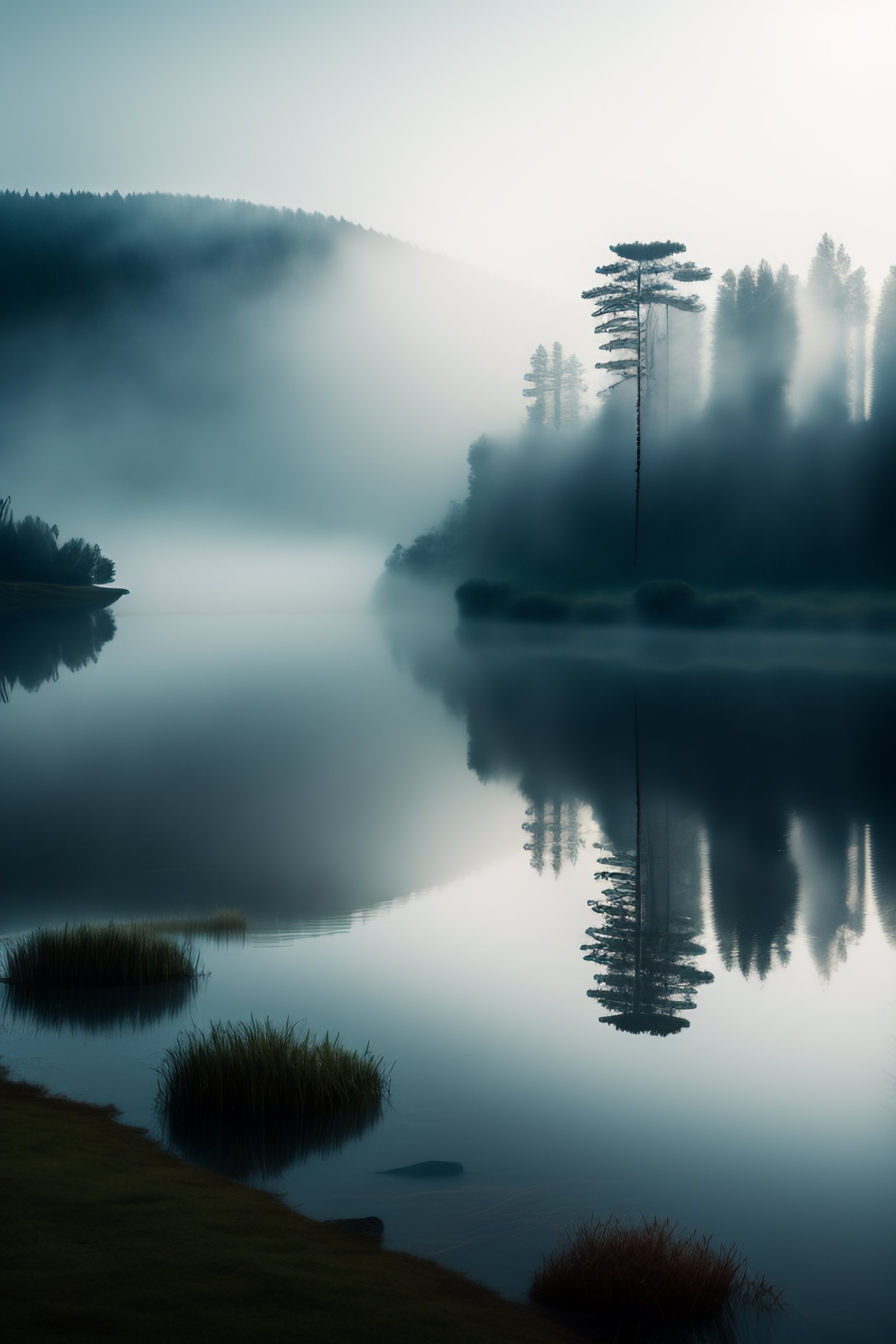 Lexica - Foggy lake with nymphs