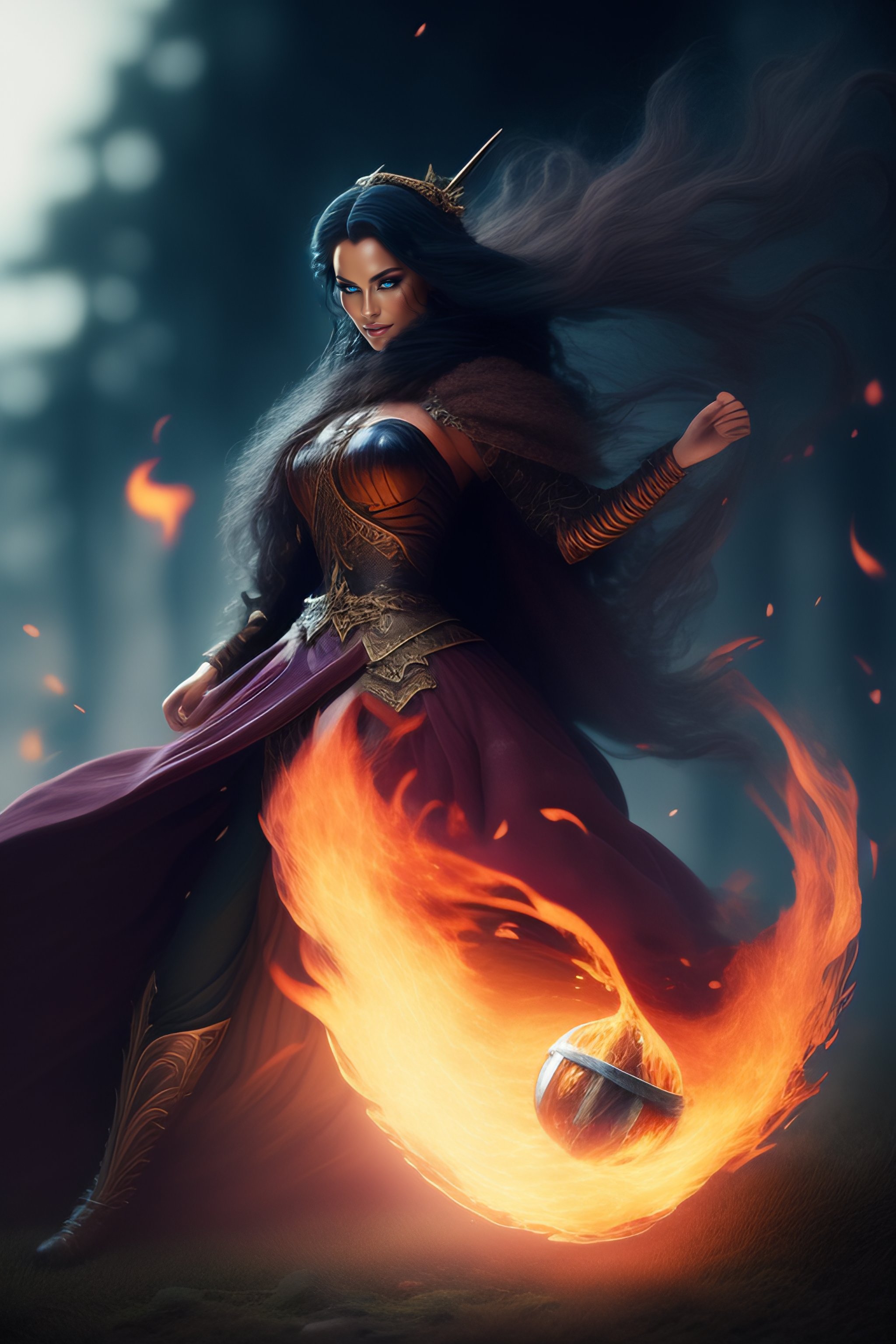 Lexica - Beautiful witch fighting deamon