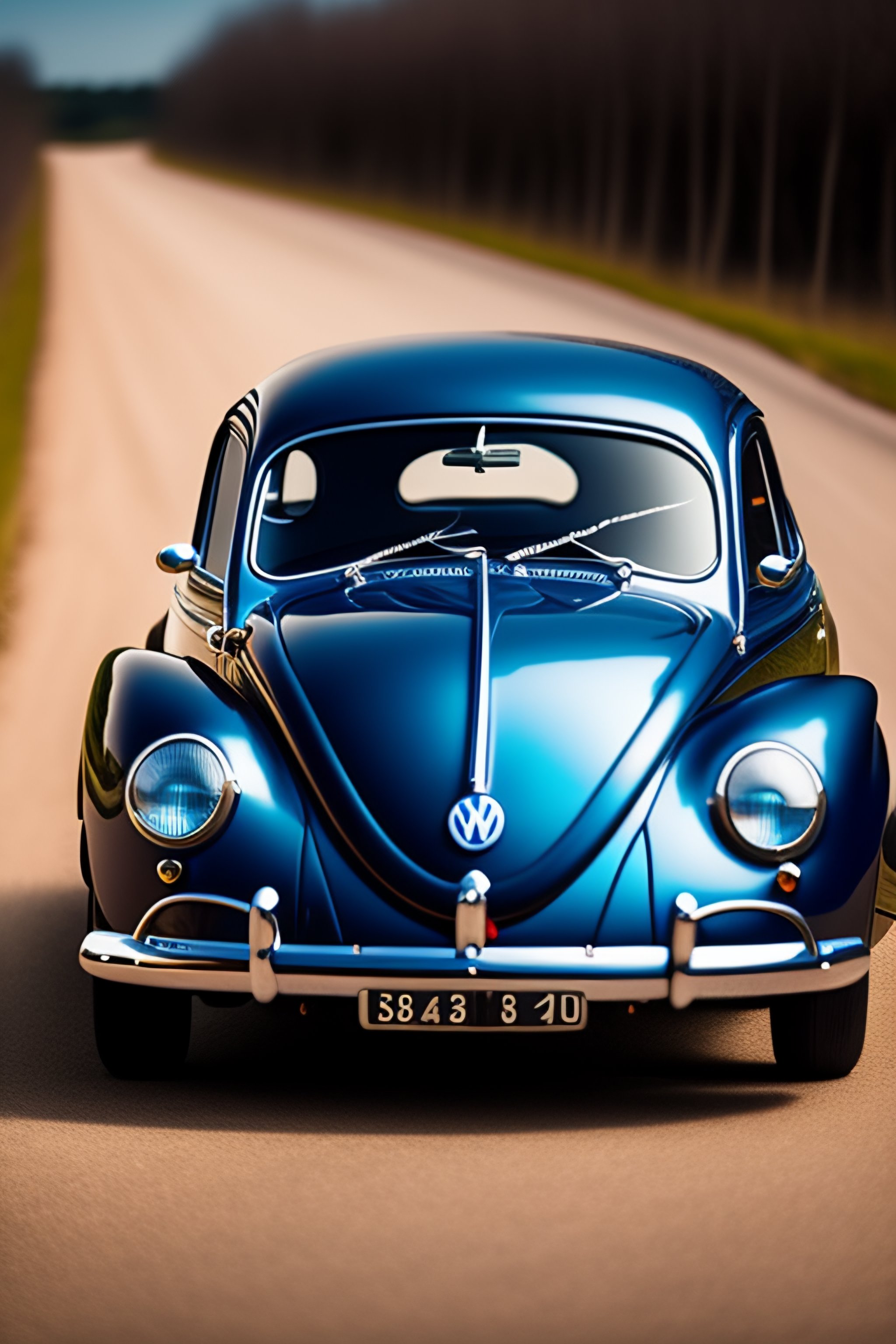 Lexica - 1957 sapphire blue volkswagen bug flying