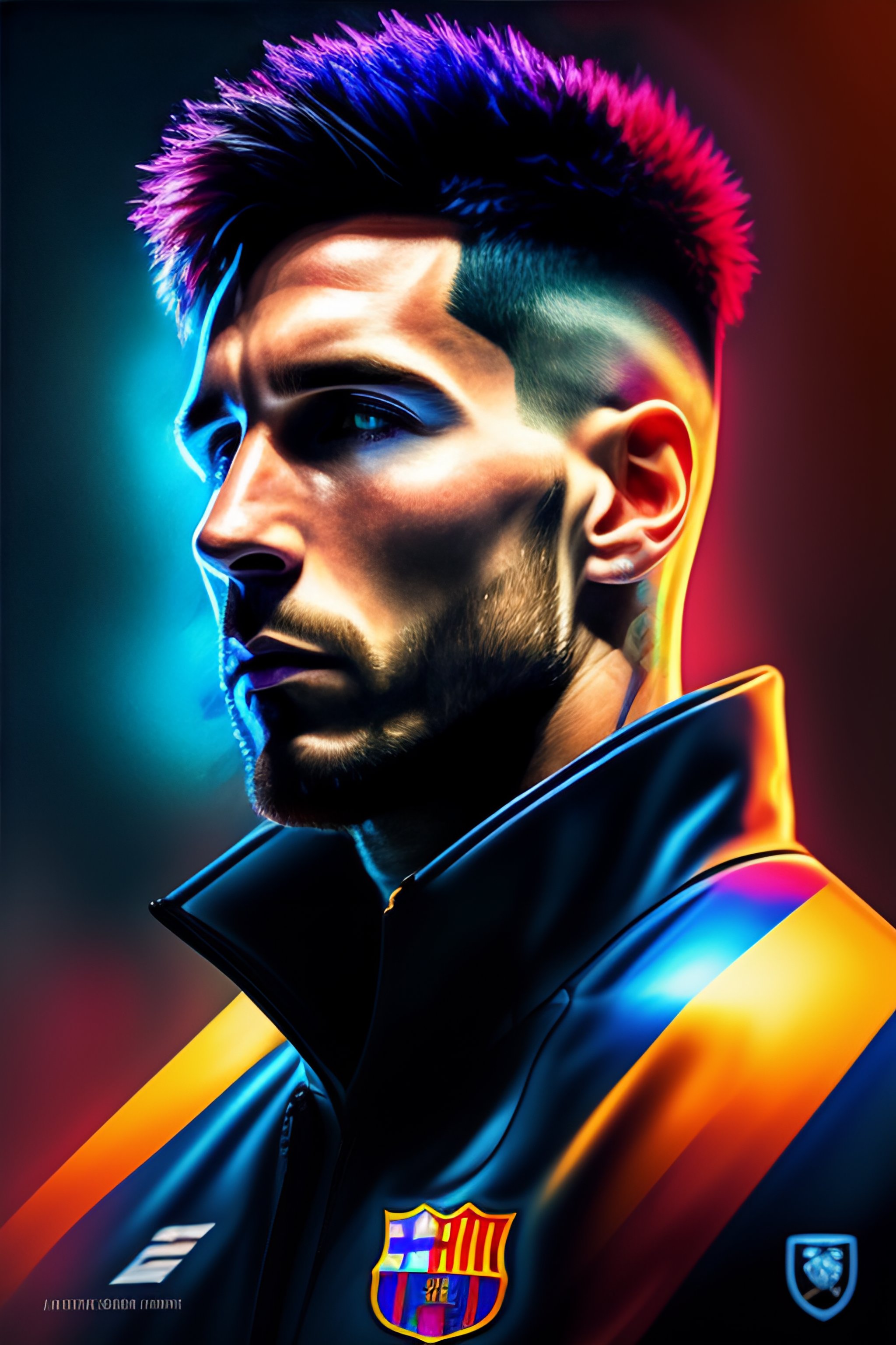 Lexica - Symmetry!! portrait of cyberpunk Lionel Messi