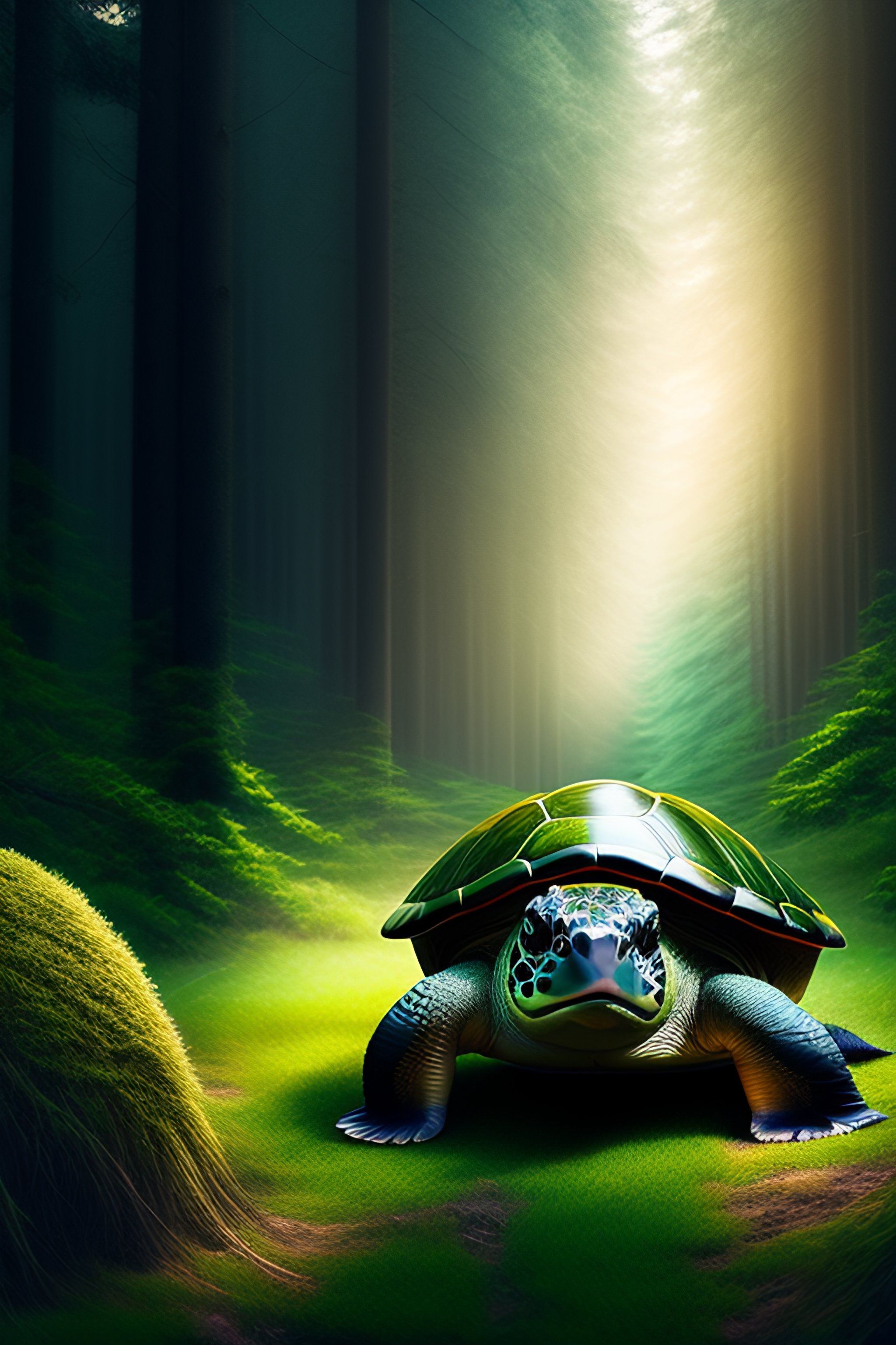 Lexica - Forest, magical, giant grass, turtle walking in two legs