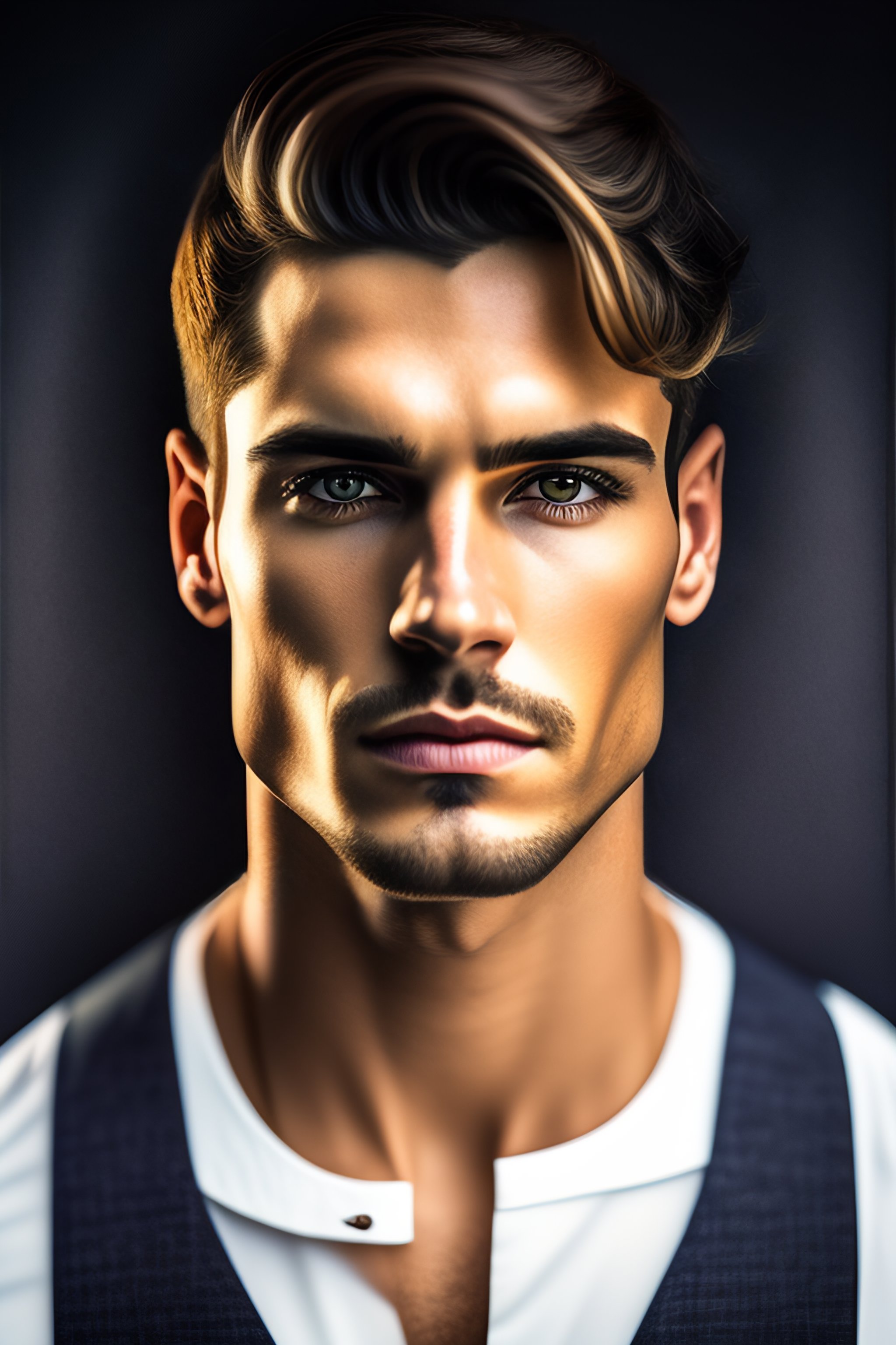 Lexica - A man, centered in frame, facing camera, symmetrical face ...