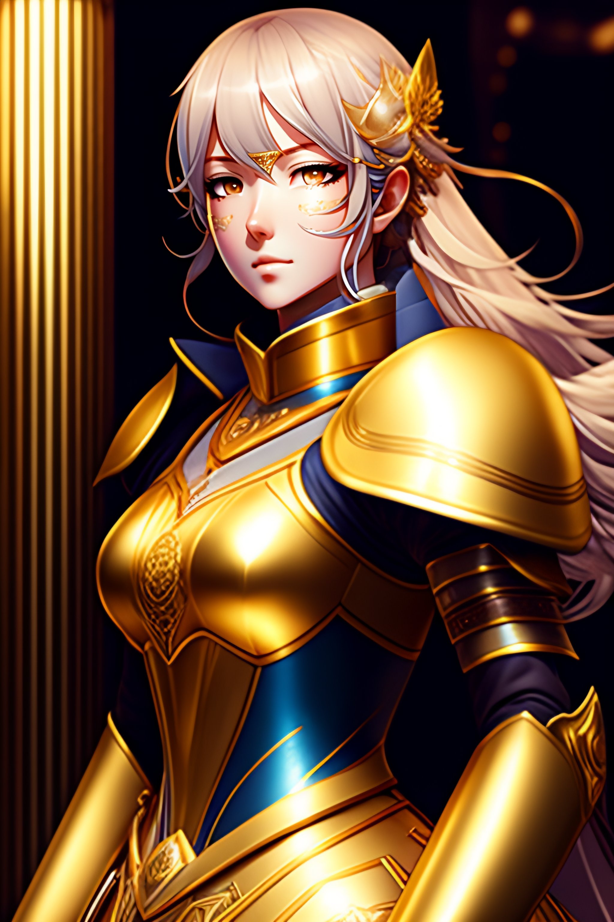 Lexica - Royal princess in gold and white armor, hidari, color page ...