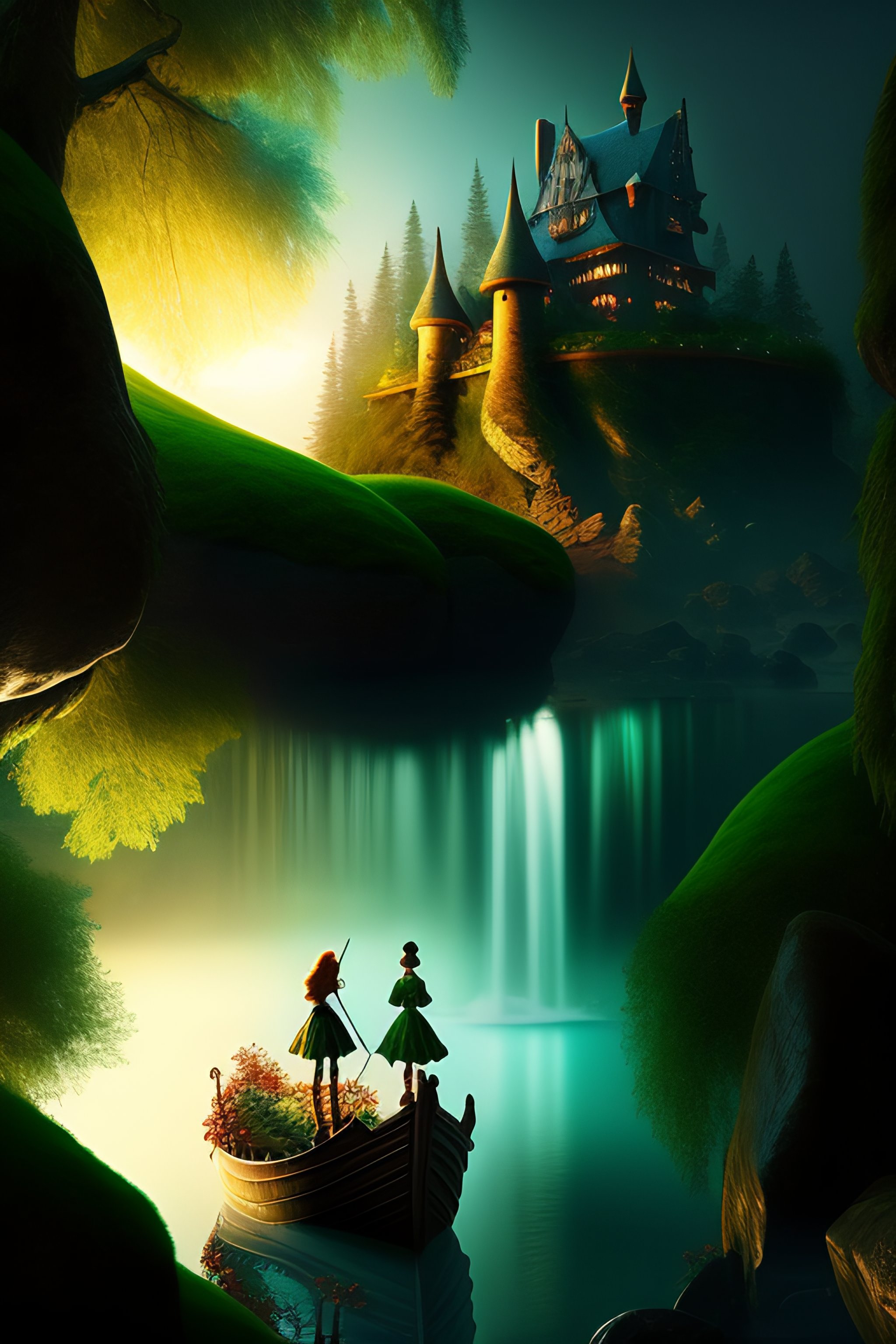 Lexica - Peter Pan and Wendy,enchanted forest,photo realistic, highly ...