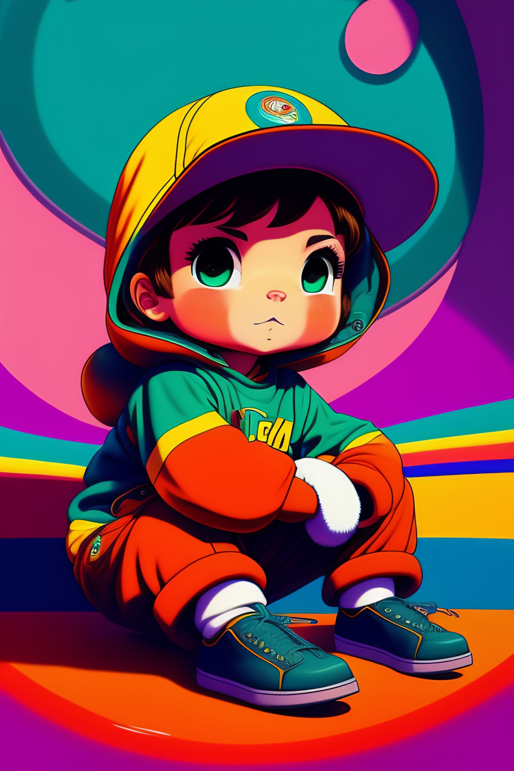 Lexica - 60s cartoon style photo of a jaguar baby wearing underground ...