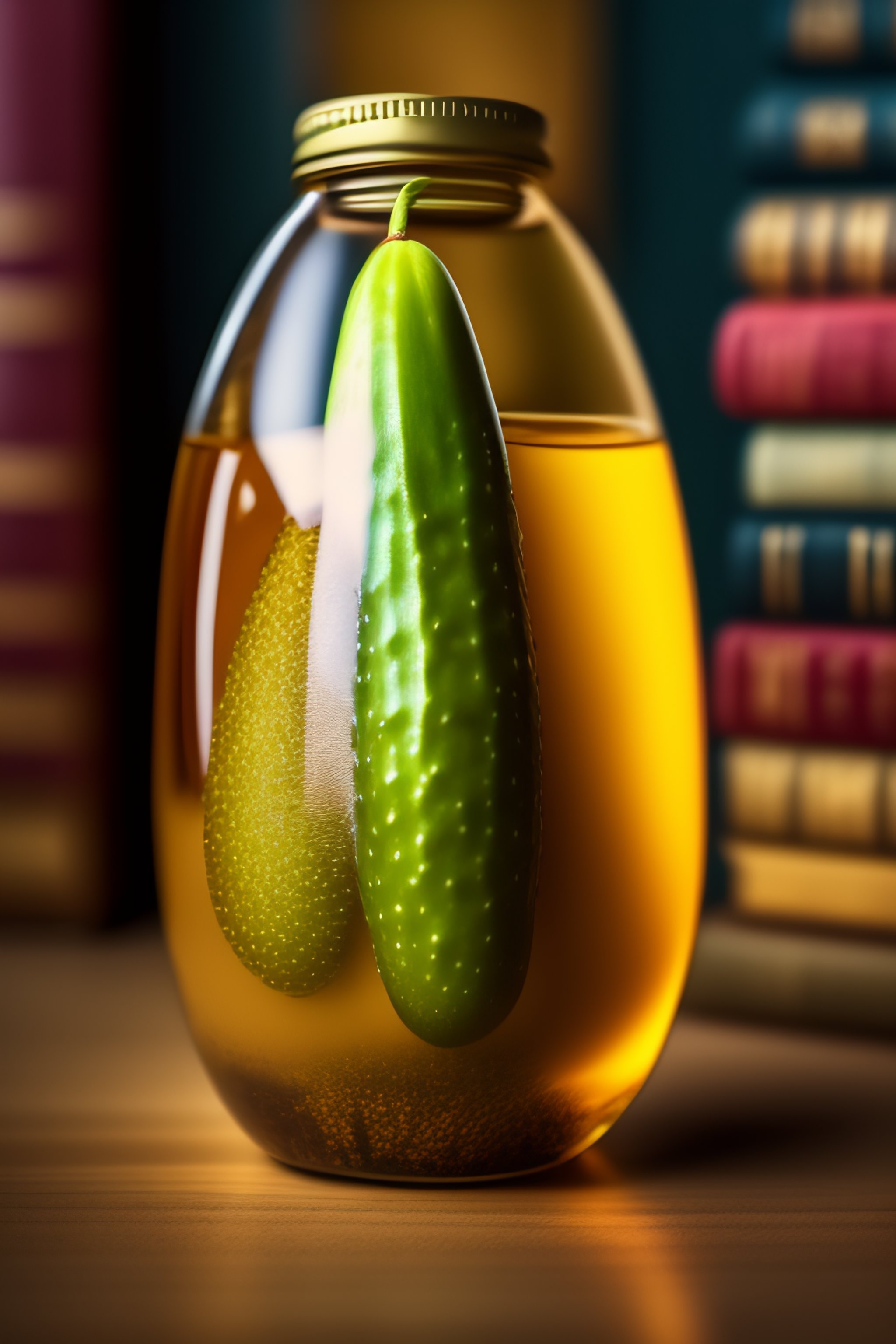 Lexica - Potrait of a pickle in a library