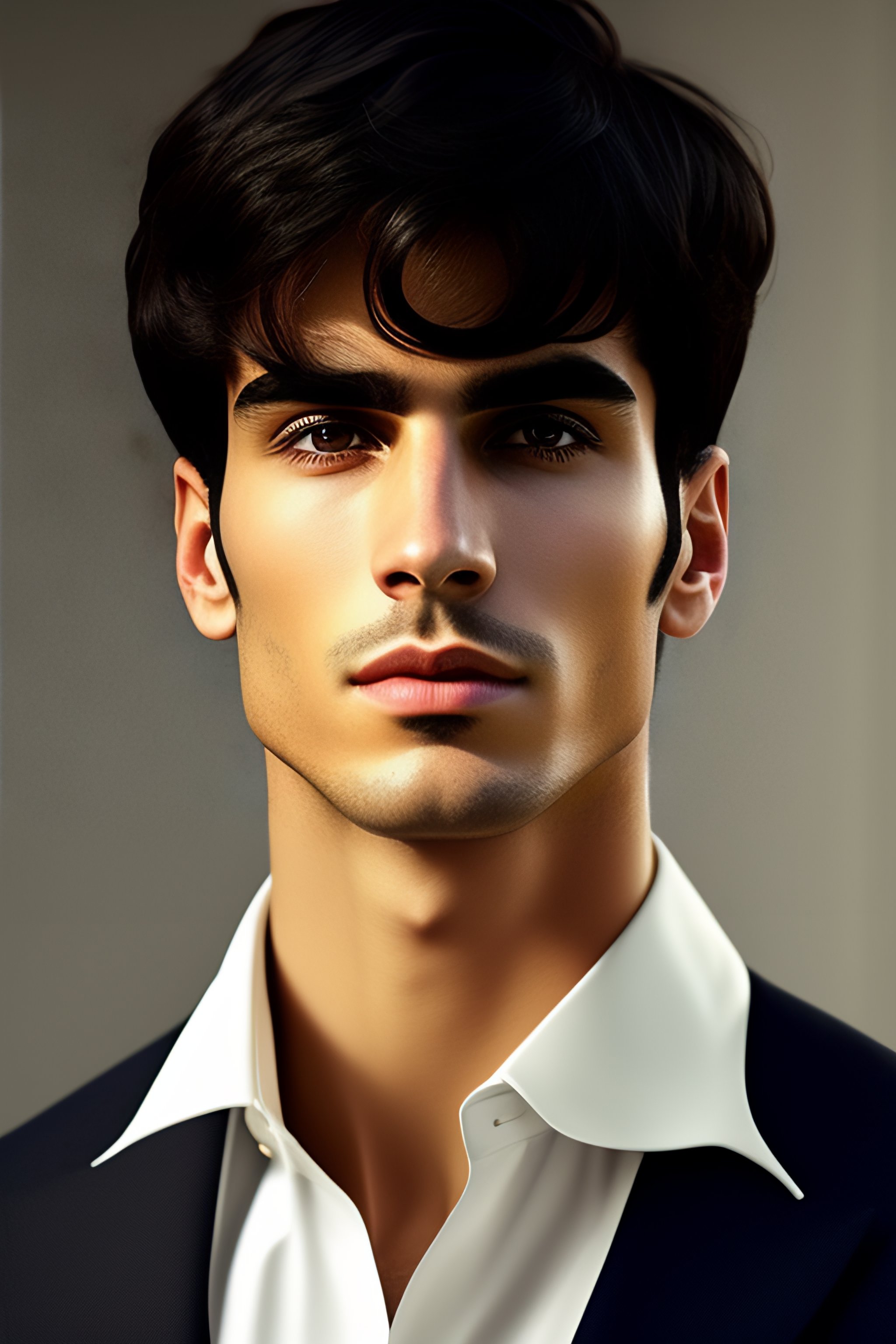 Lexica - Dark haired young white turkish man has little face middle ...