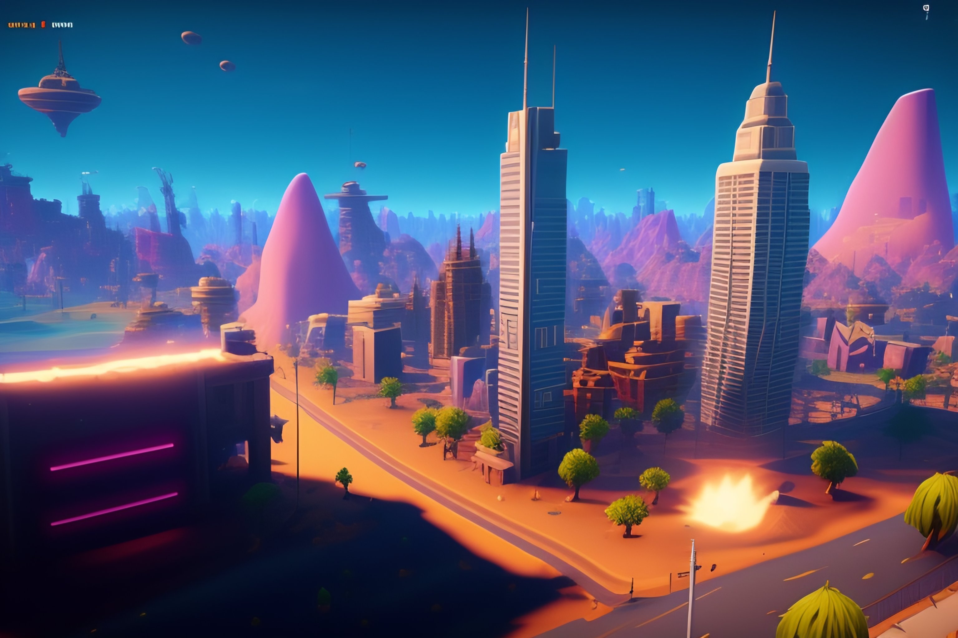 Lexica - Fortnite chapter 5 city 3d half realistic