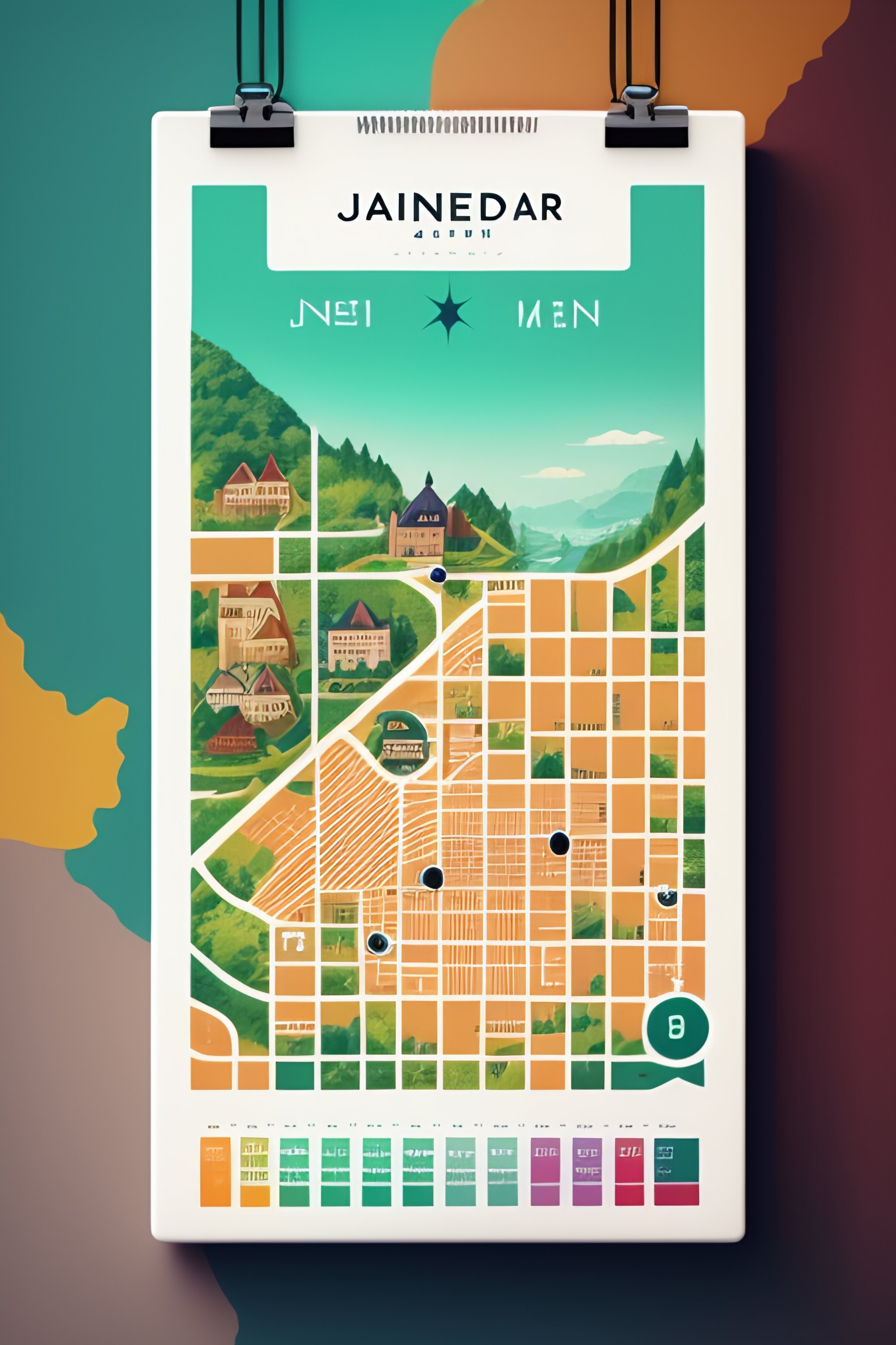 Lexica - Unique and novel Calendar design template with a map of a ...