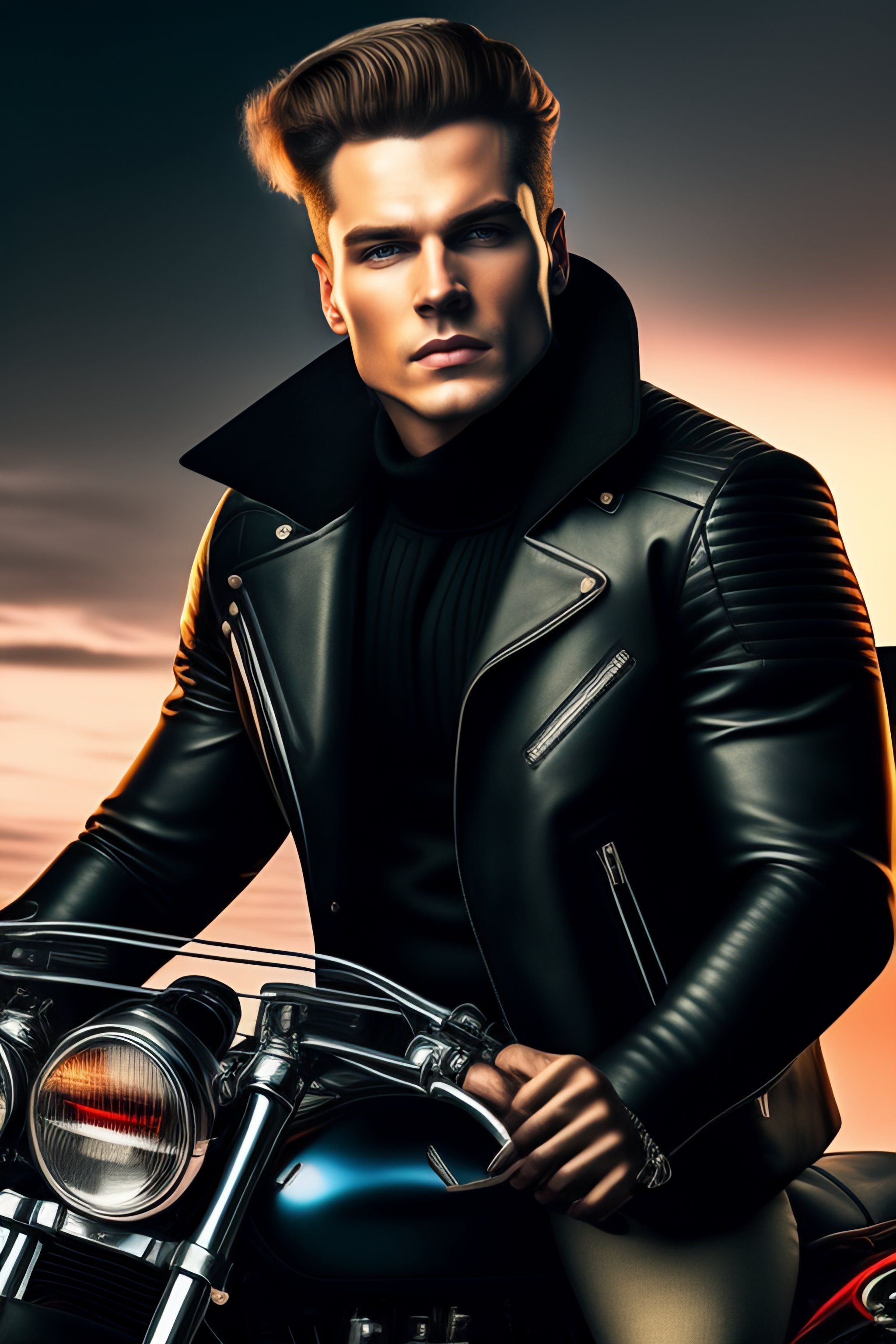 Lexica - Dmitry Nagiev in a leather jacket on a motorcycle