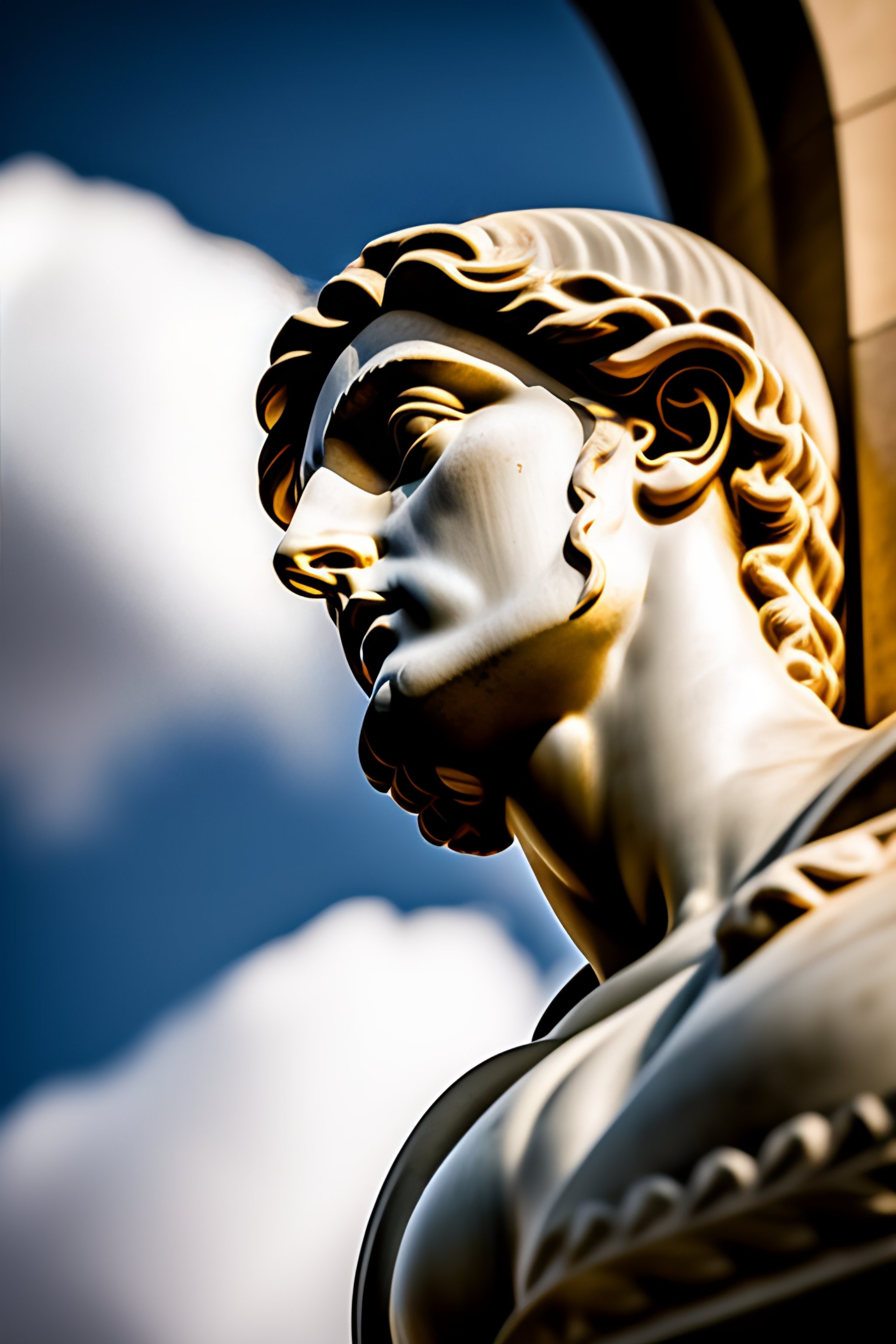 Lexica - Photo of a bronze statue of da vinci's david, gleaming ...