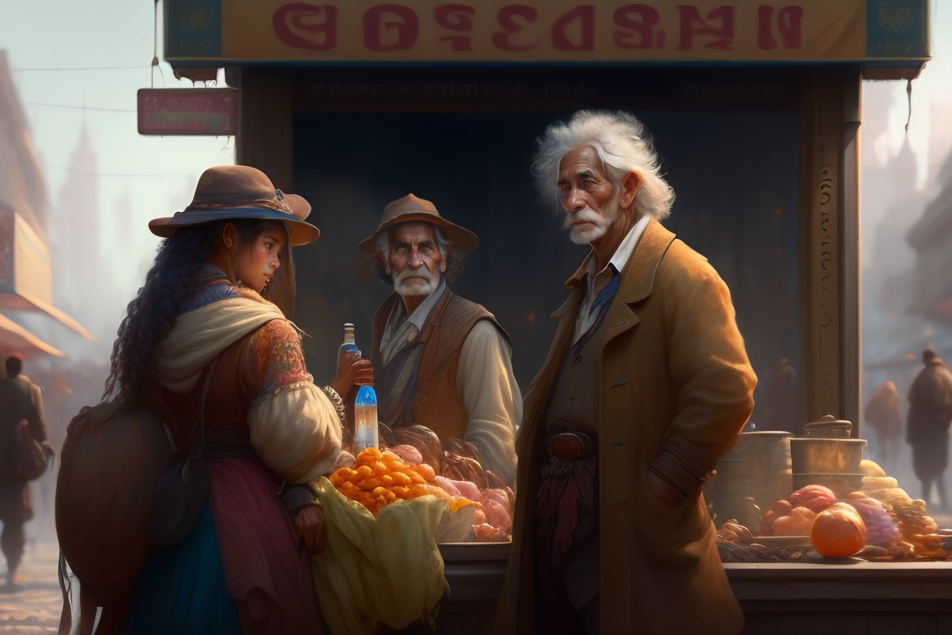 Lexica - Street vendors with shabby clothes, old wrinkled austere faces ...