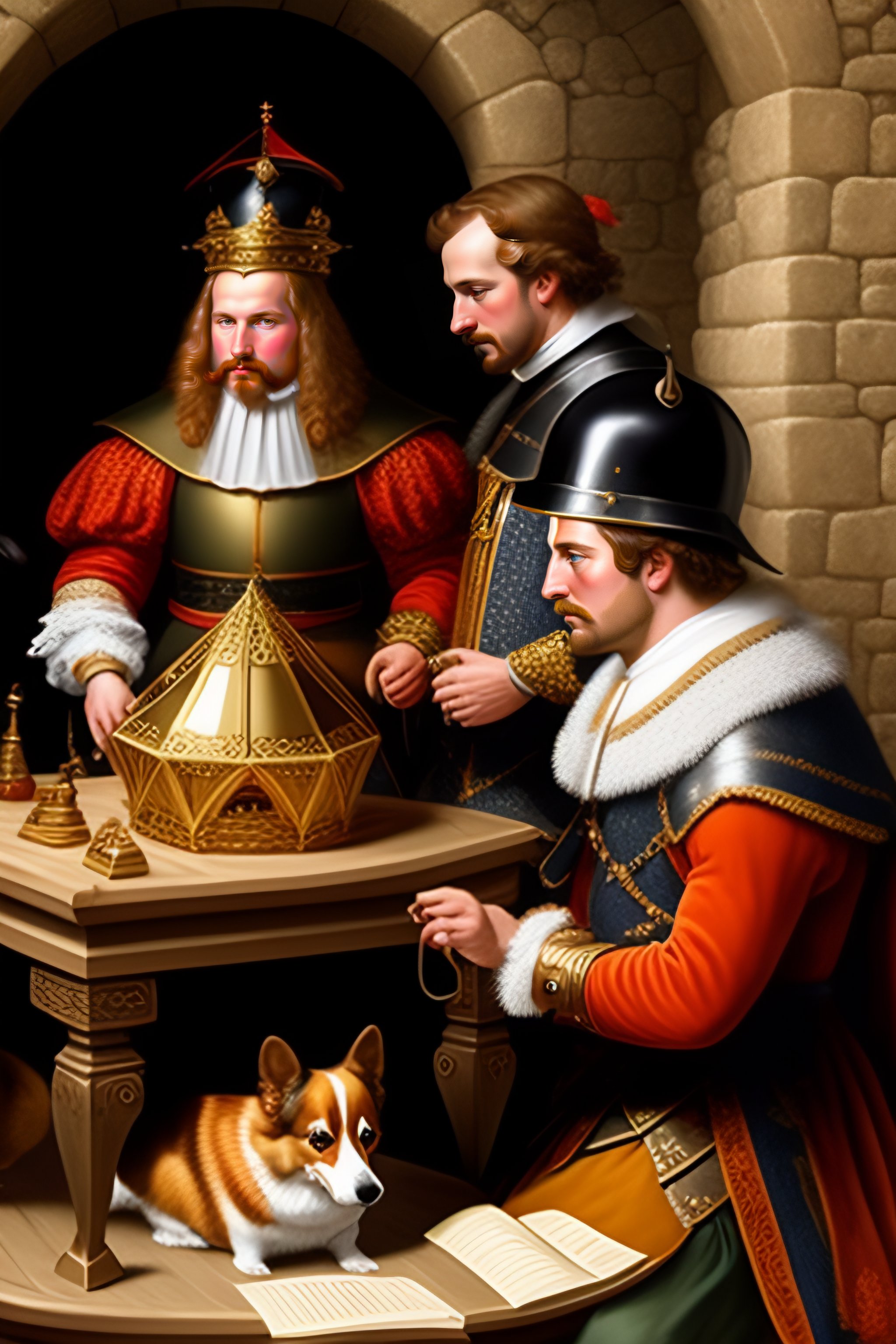 Lexica - Dutch Golden age style portrait of Corgi's playing dungeons ...