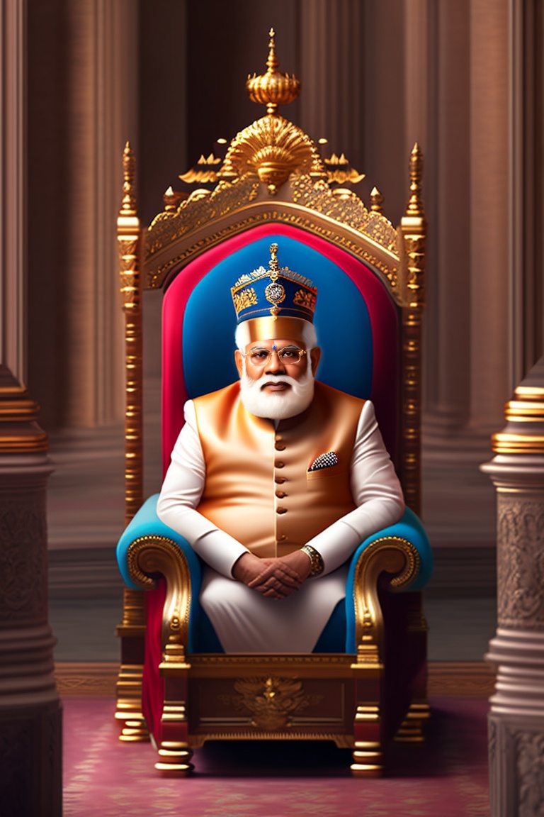 Lexica - Indian prime minister Narendra Modi sitting on throne, with ...