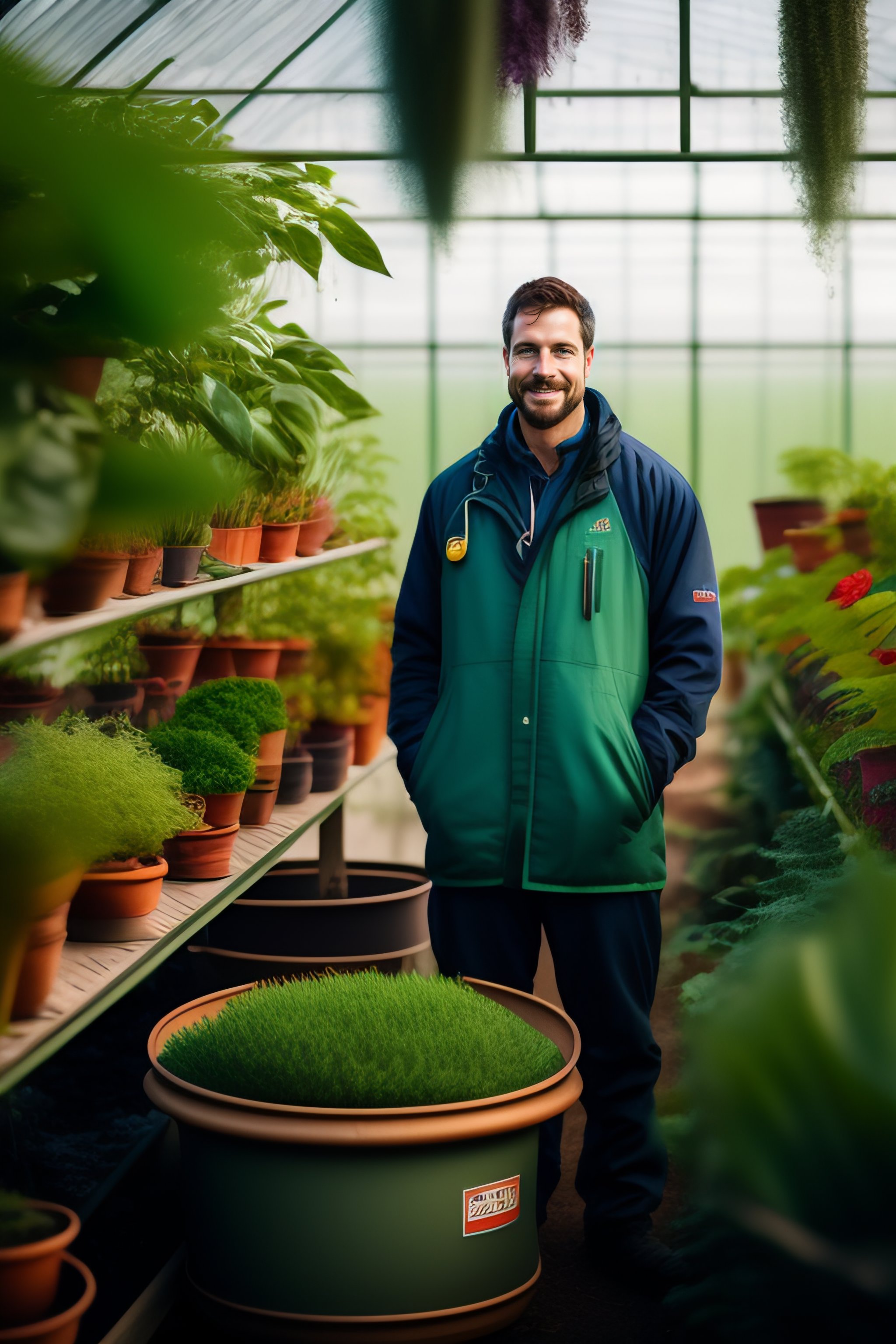 Lexica - Portrait of a gardner in a greenhouse