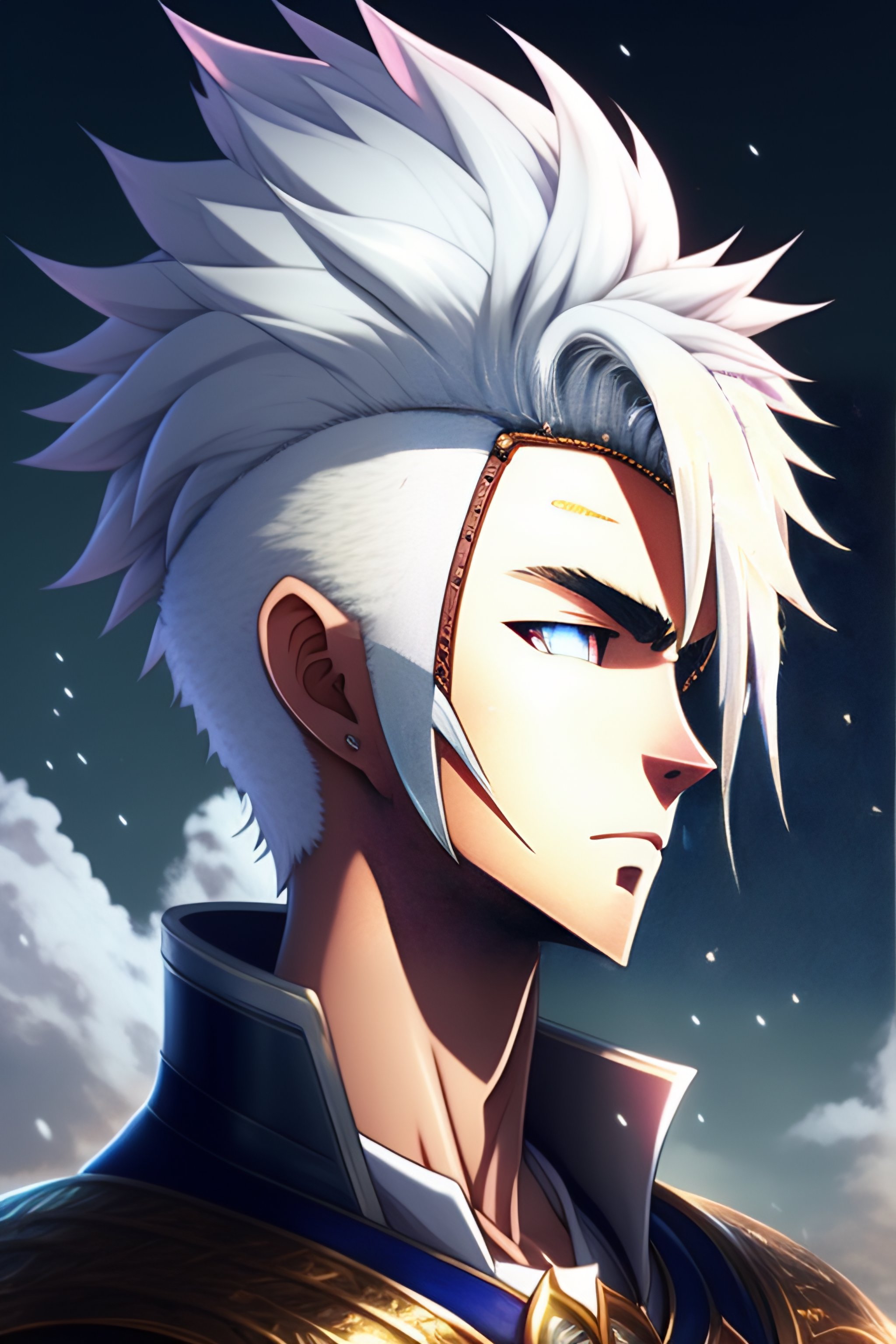 Lexica - Anime boy white hair crown conqueror
