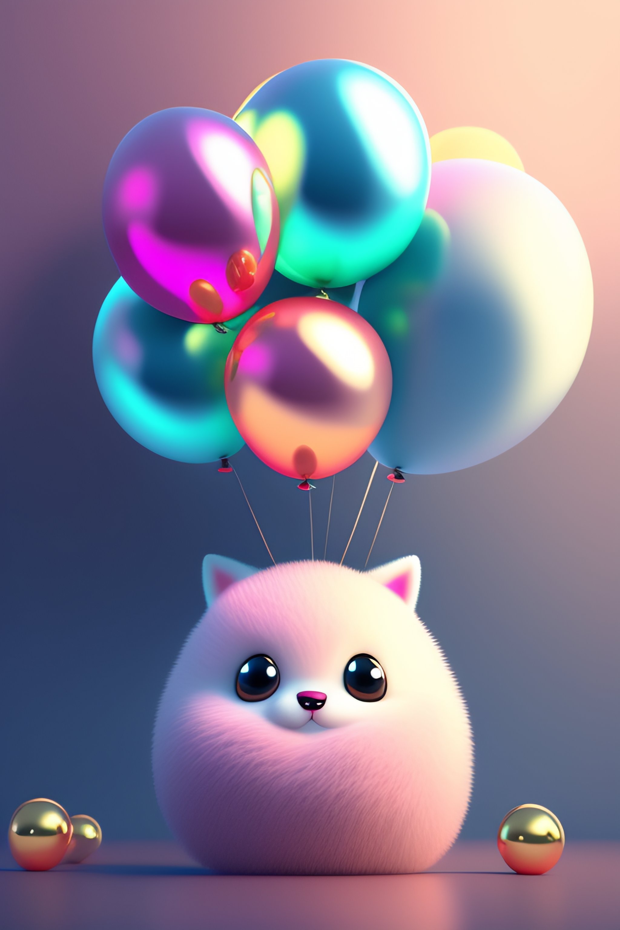 Lexica - CUTE AND ADORABLE CARTOON FLUFFY, BIRTHDAY, BALLOONS, FANTASY ...