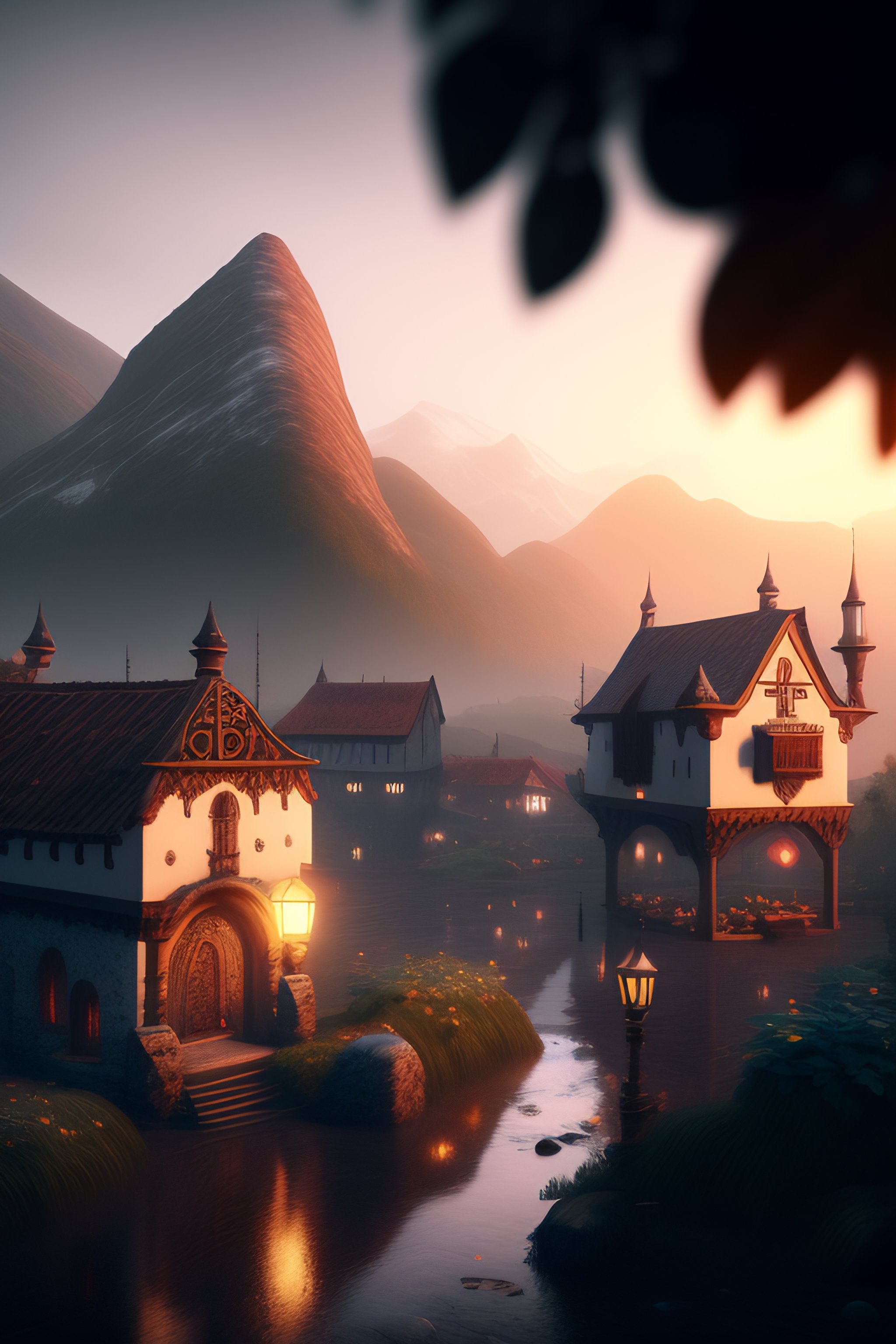 Lexica - The center of a poor medieval town under heavy rain at late ...