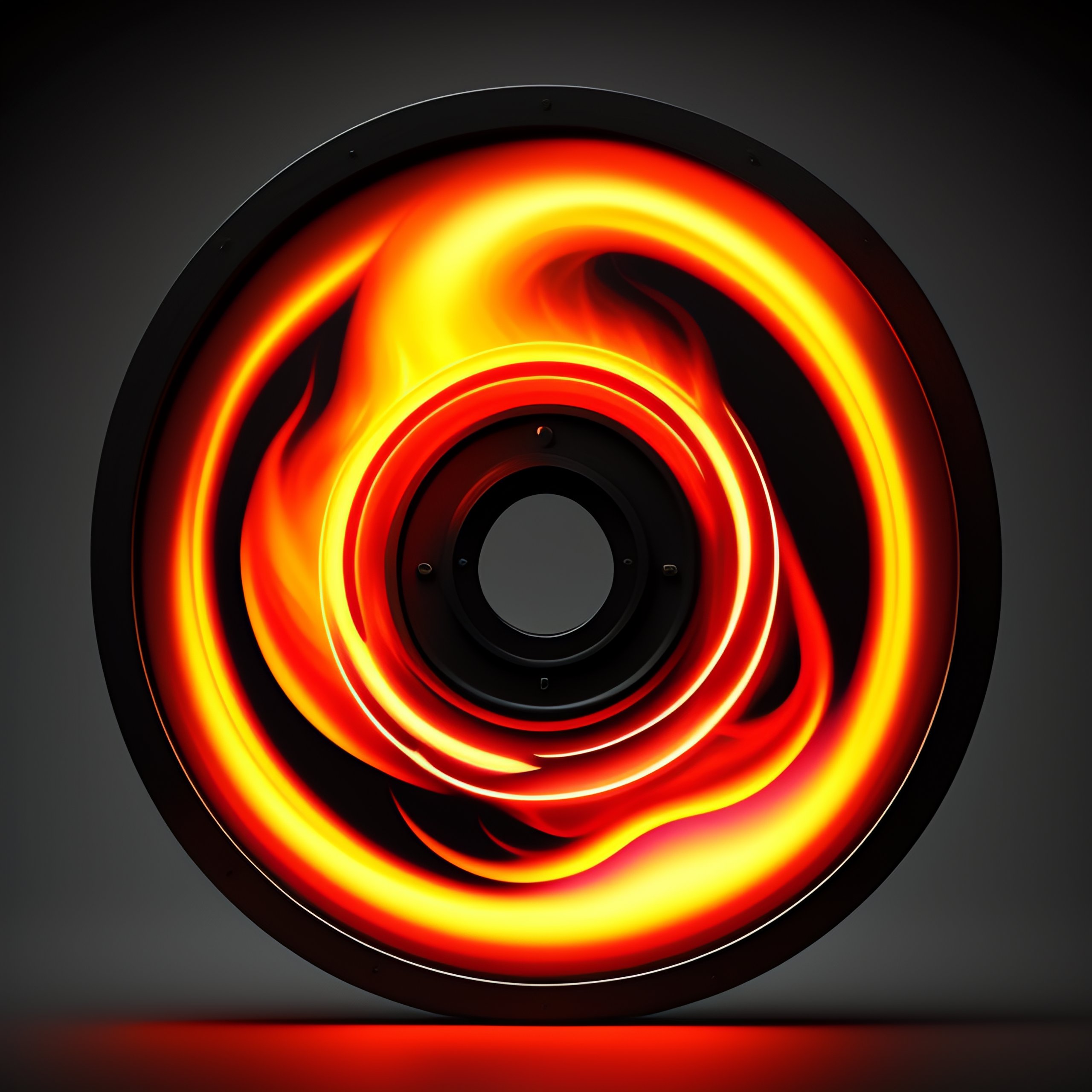 Lexica - Stylized flame wheel, black background