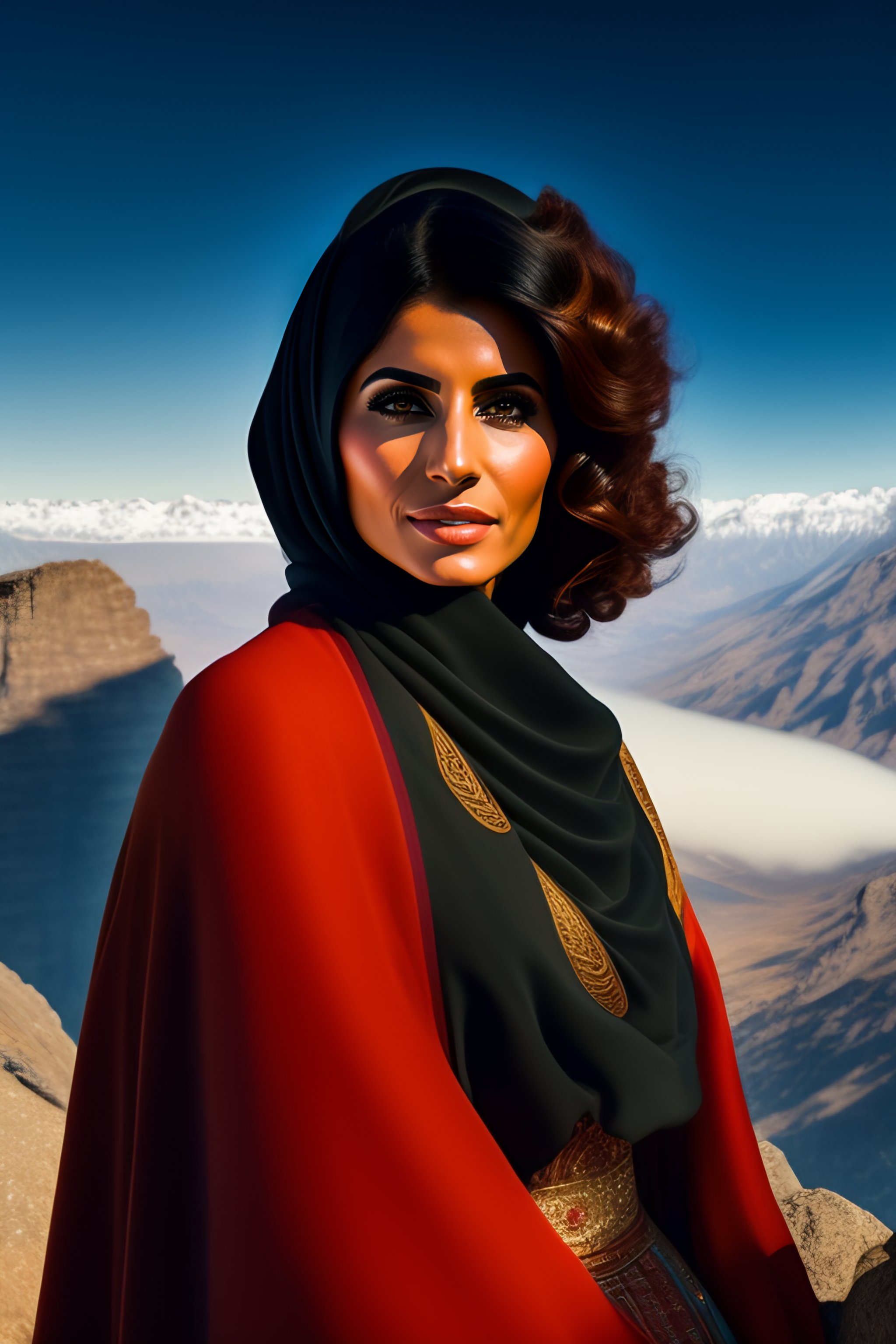 Lexica - Portrait of the iranian woman holding her hair in hand on top ...