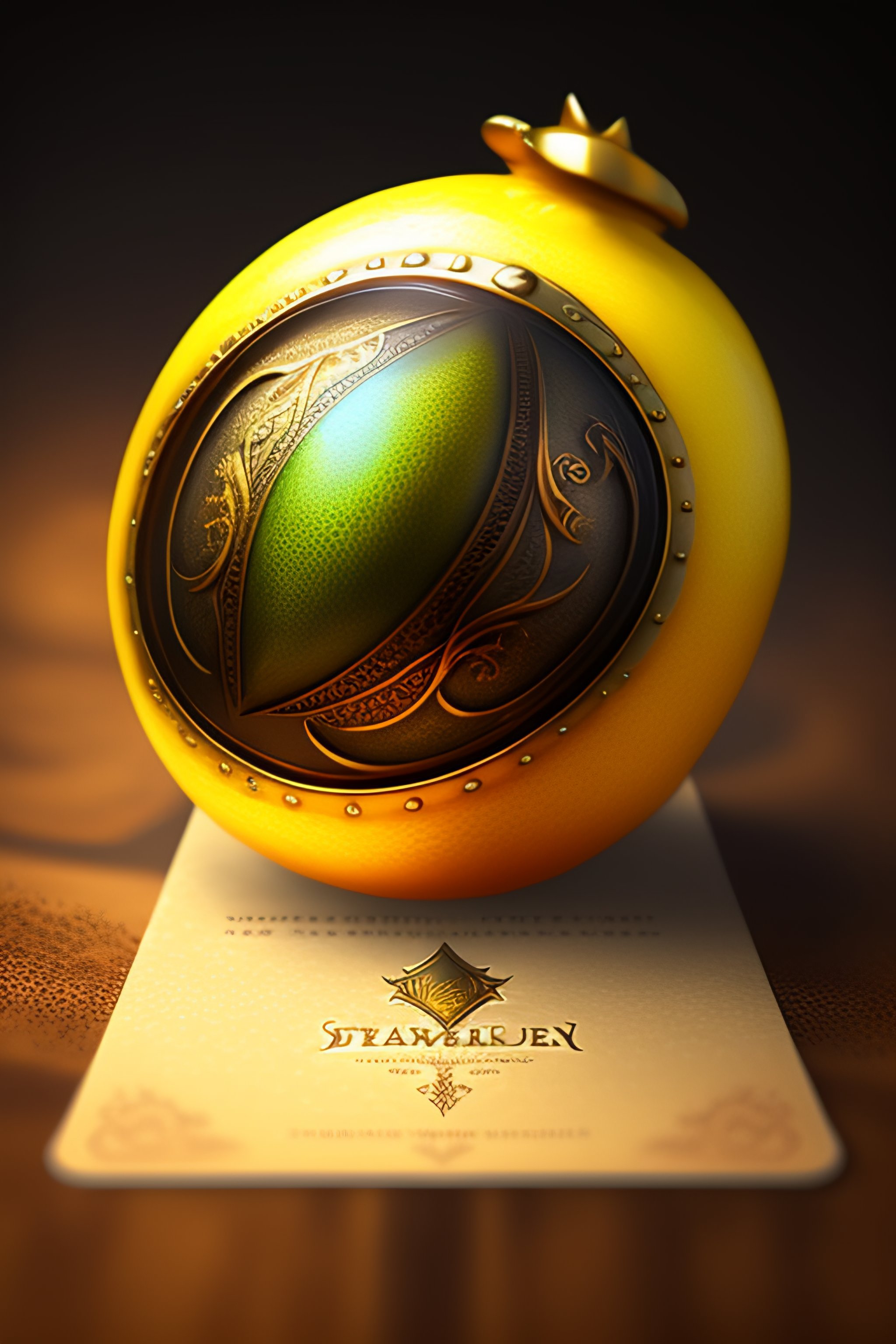 Lexica - A lemon inscribed in a Steampunk-style circular card element ...