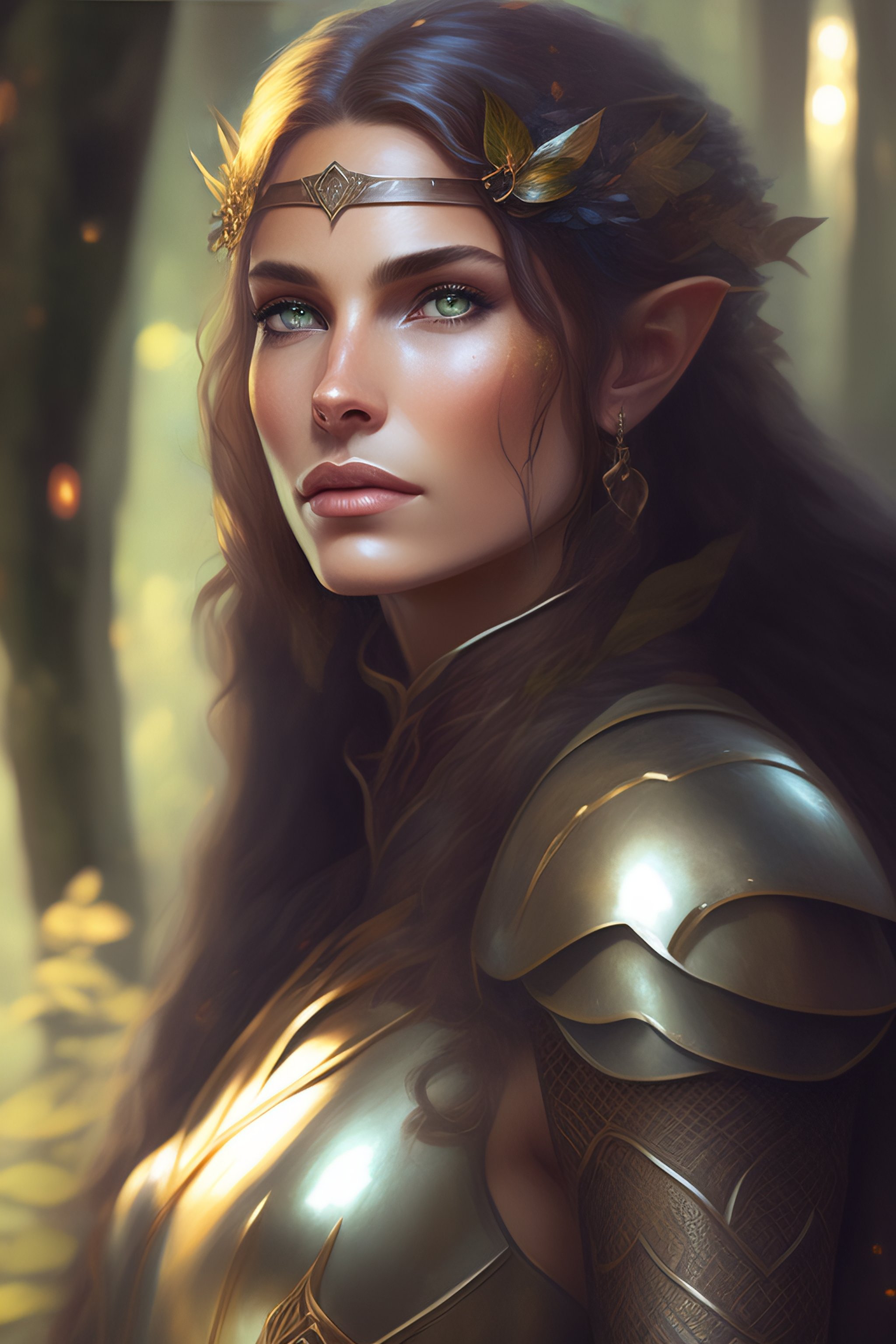 Lexica - Portrait of a beautiful fit elf ranger, leather armor, elf ...