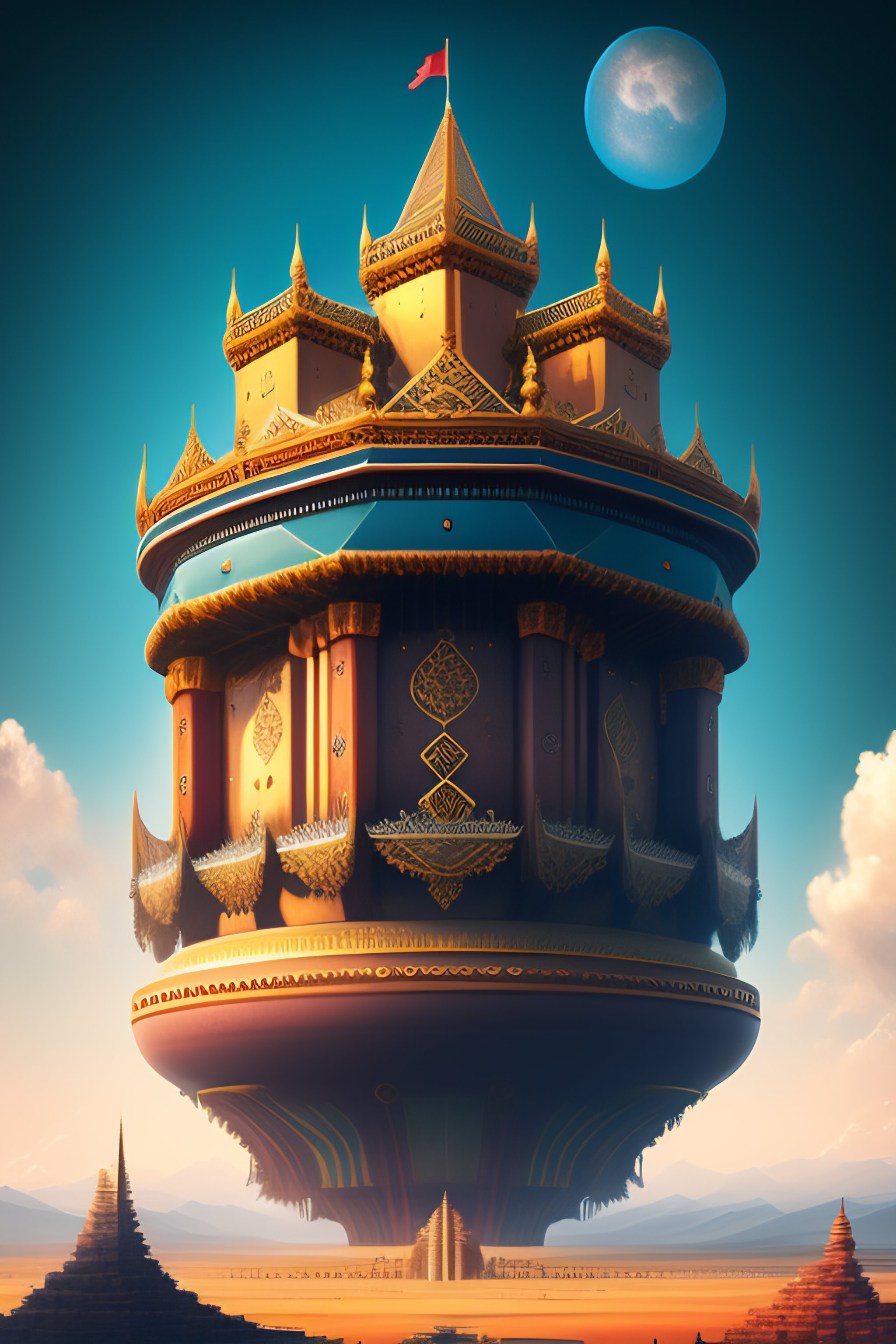 Lexica - Giant flying castle with center citadel