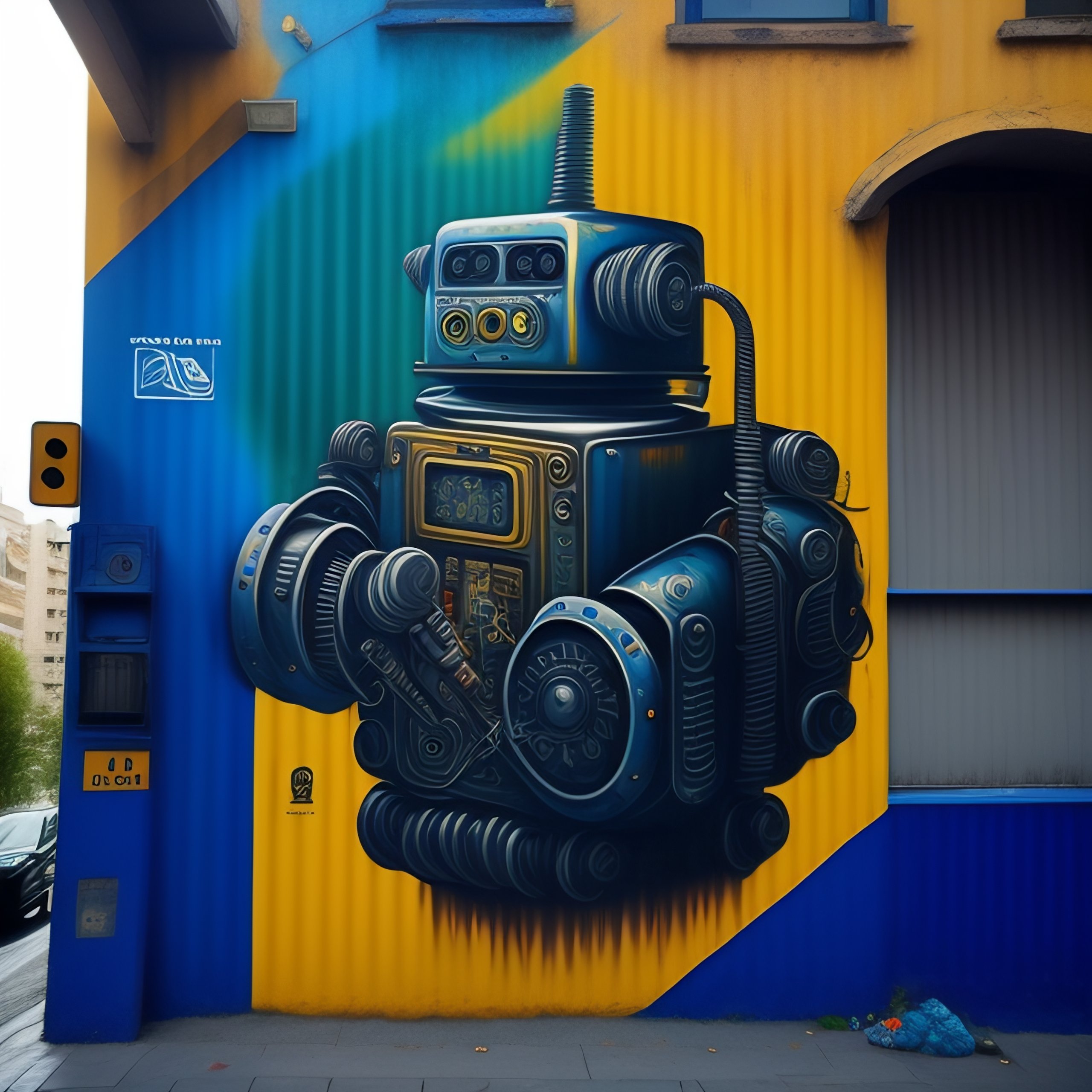 Lexica - Street art decontracted robot cool hand in pocket