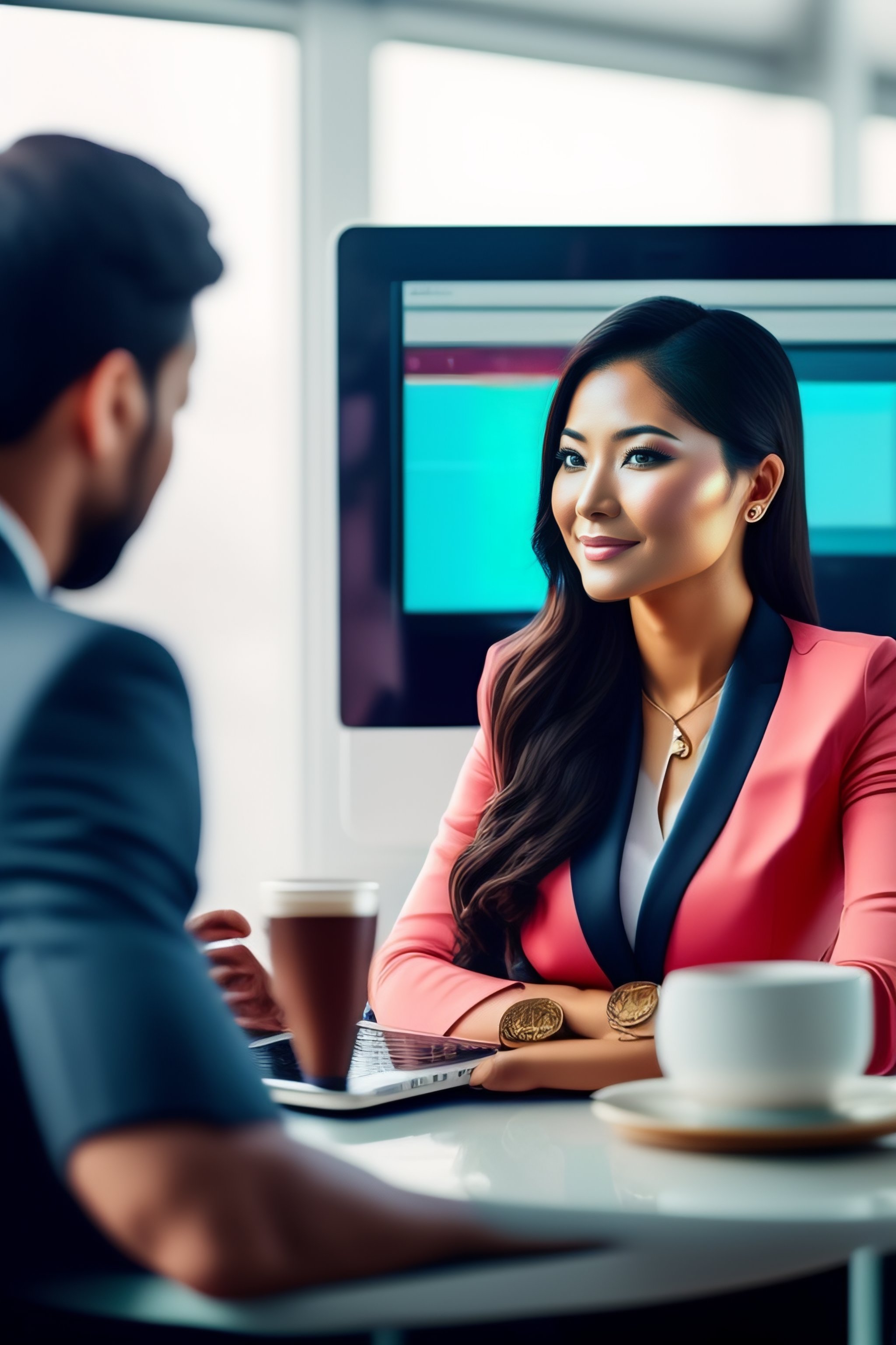 Lexica - Female digital marketer sell to businessman