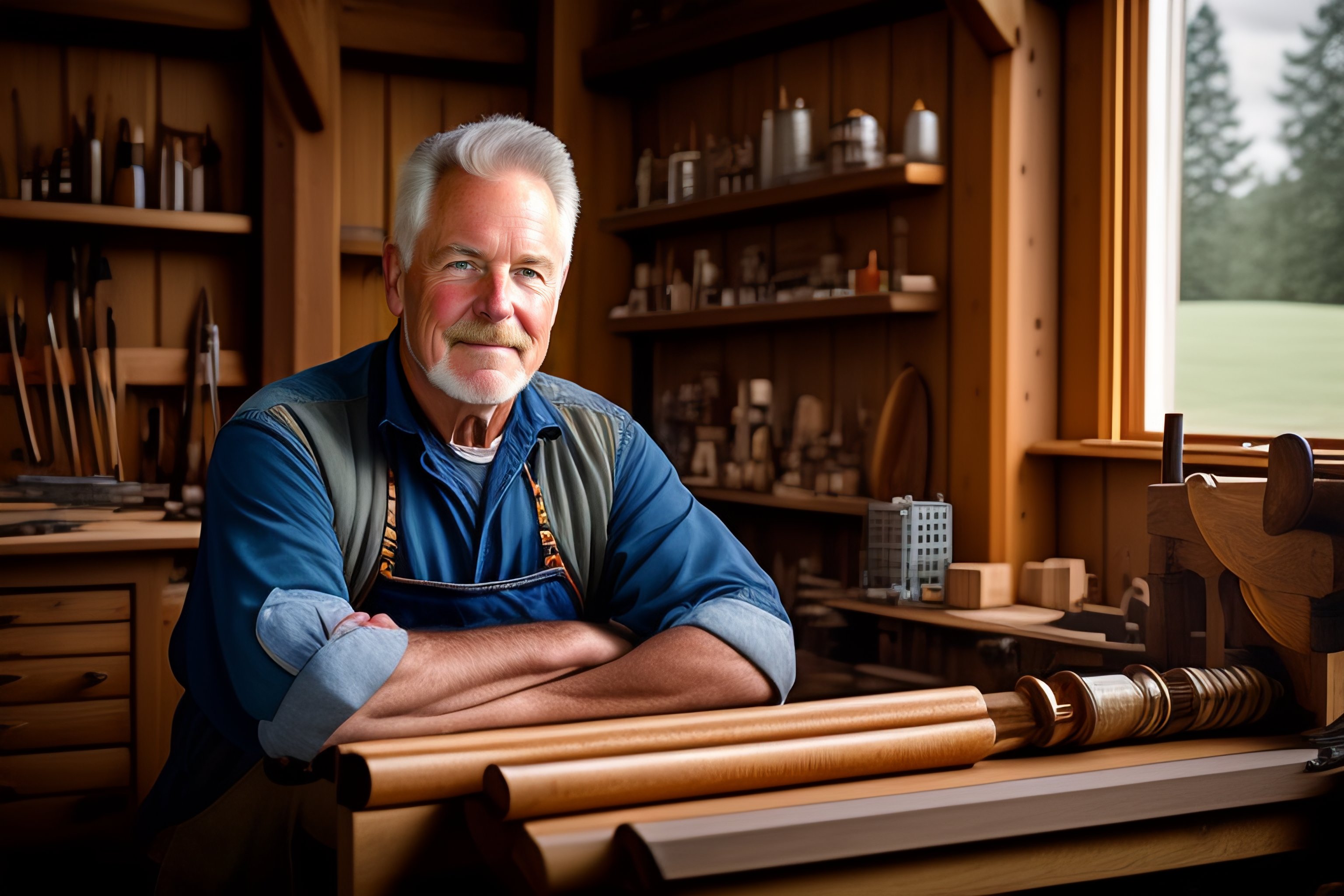 Lexica - Ed in "portrait of a master woodworker in his shop
