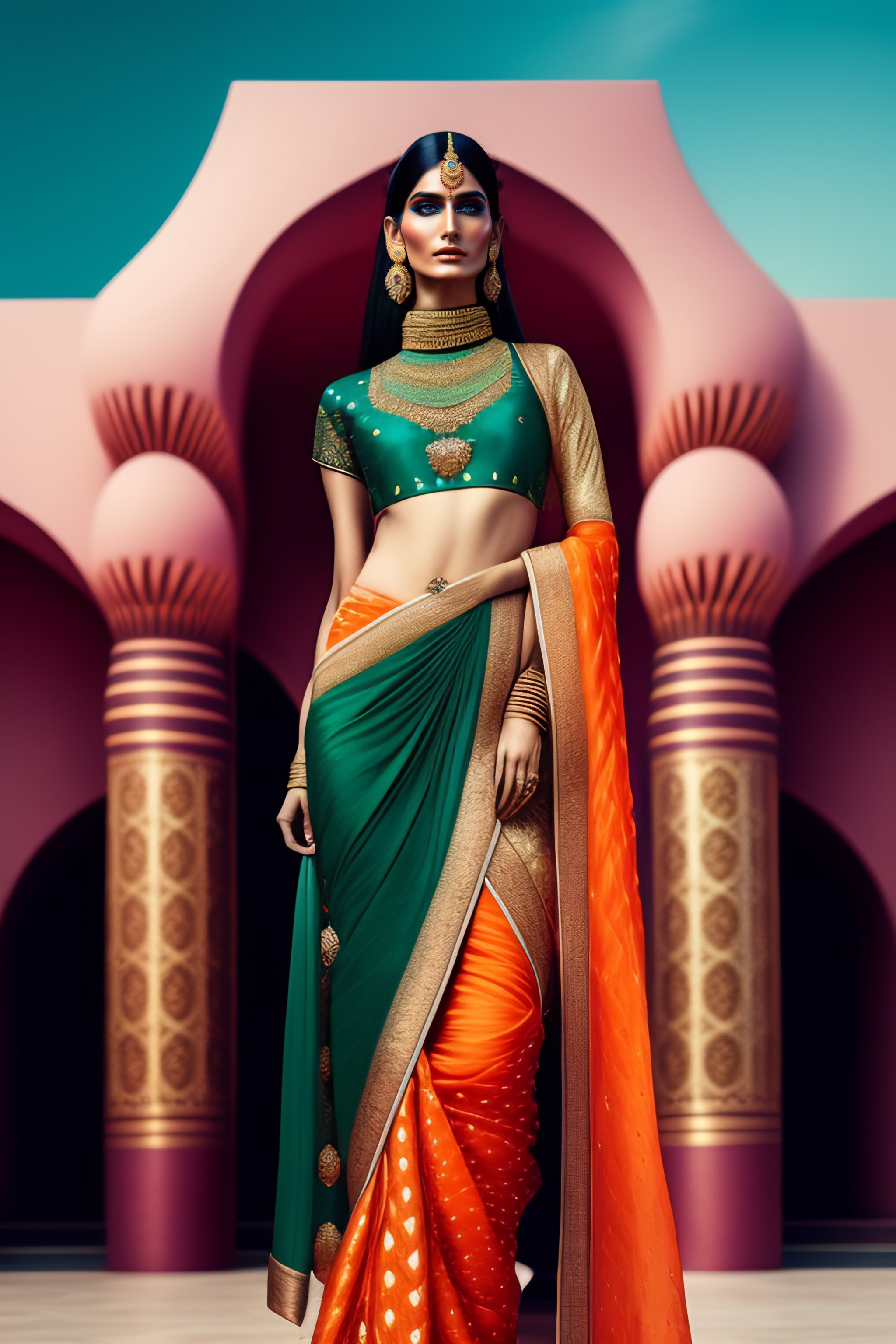 Lexica - Hyperrealistic Haute Couture Indian Fashion Model wearing ...