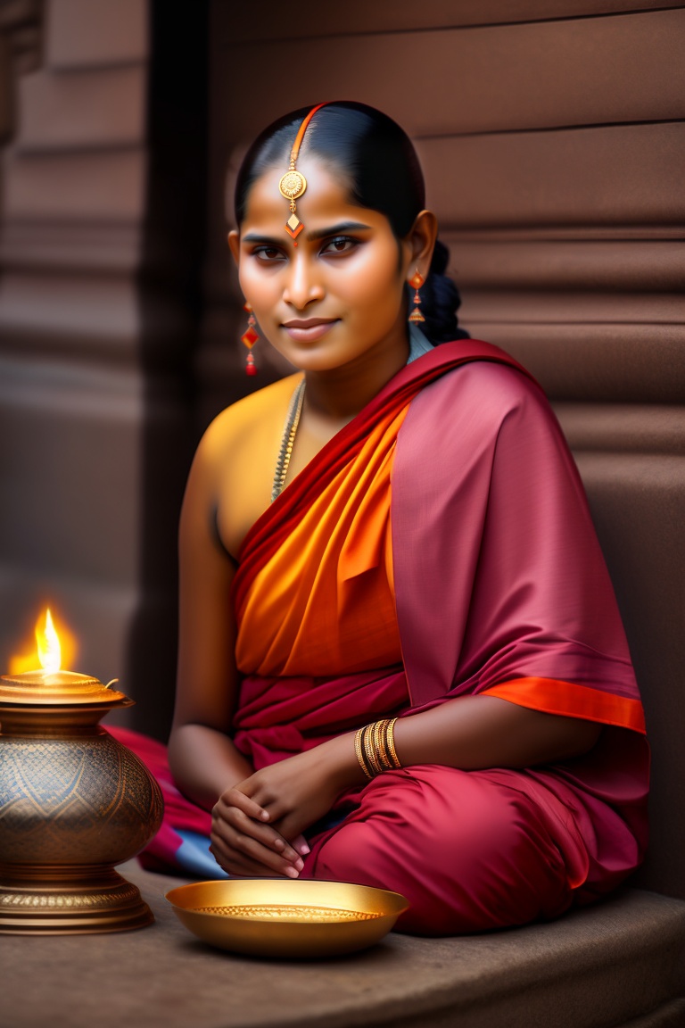 Lexica - An Indian female monk giving life advise,
