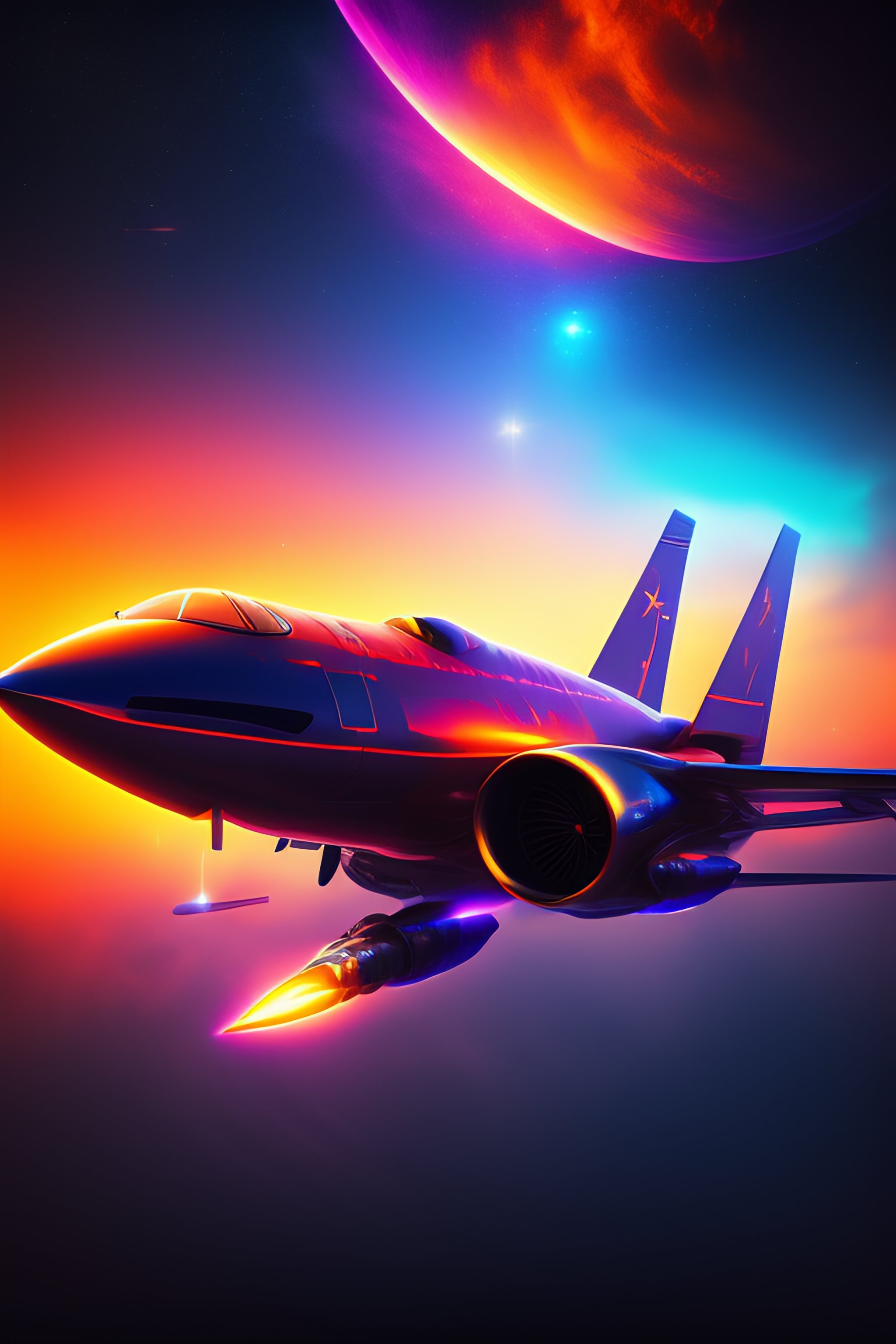Lexica - Single sleek synthwave futuristic jet beautiful stars, warm ...