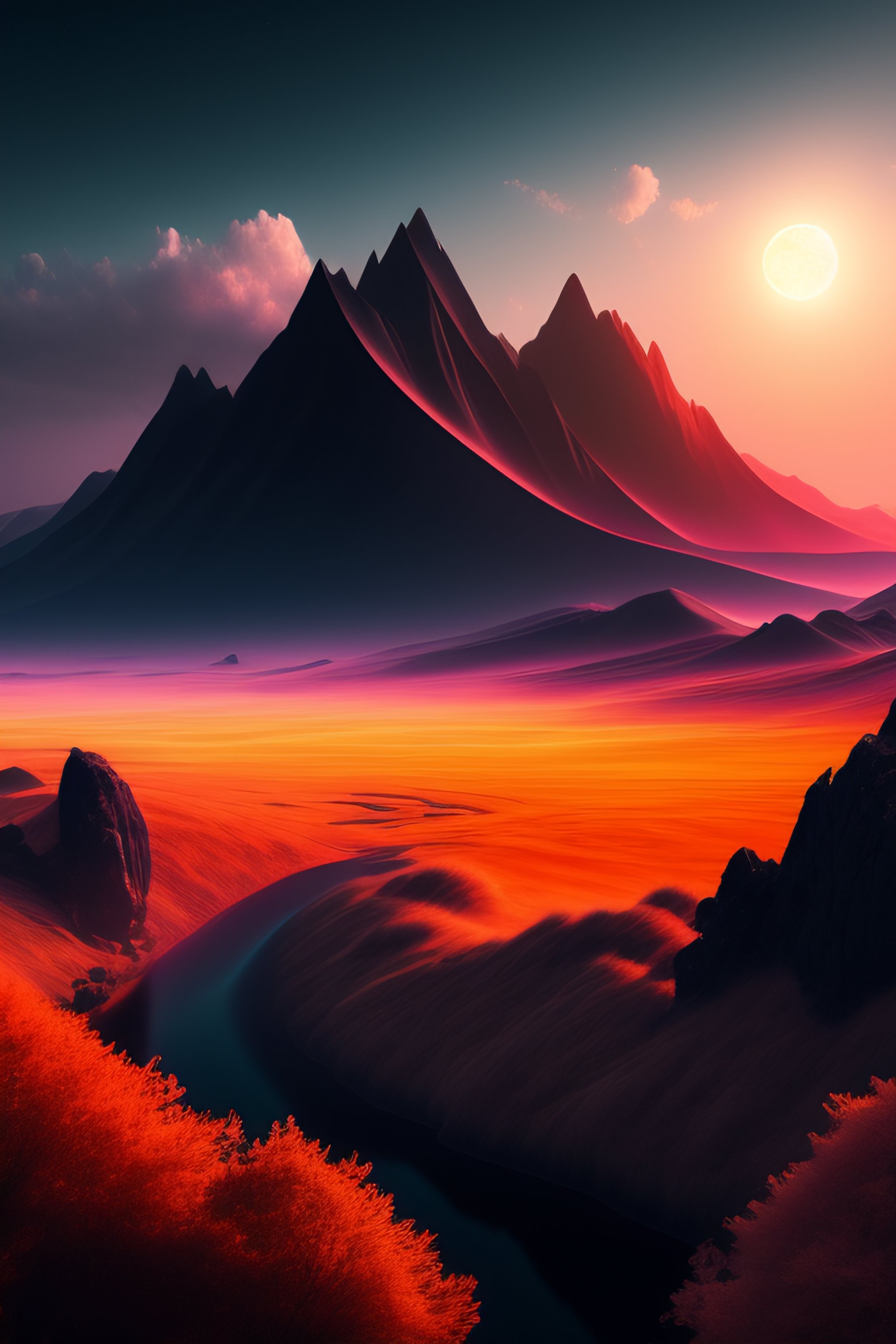 Lexica - Black number 2 gradient landscape digital art, 4k, super high ...