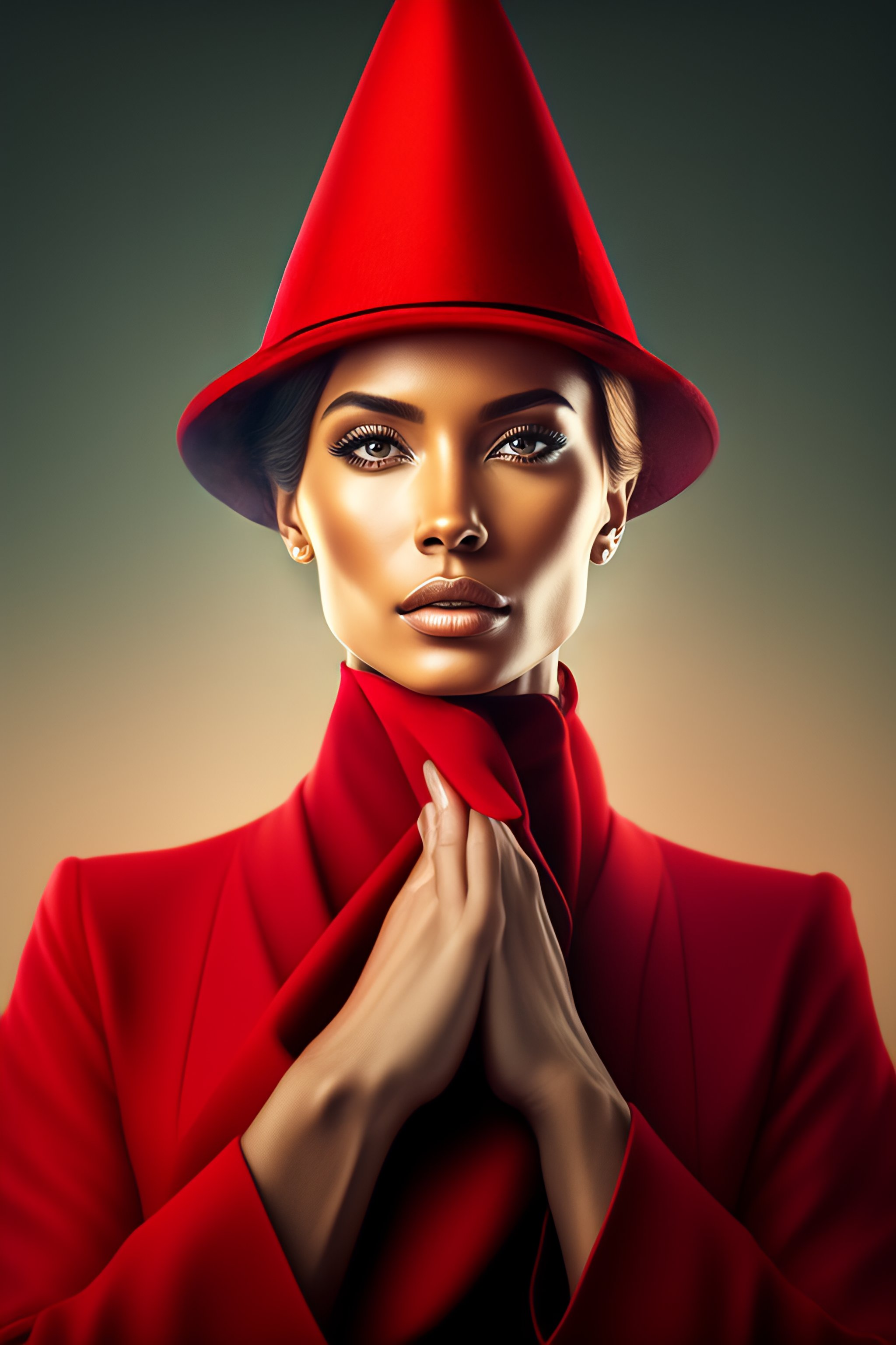 Lexica - Saint with red pointy hat folding hands