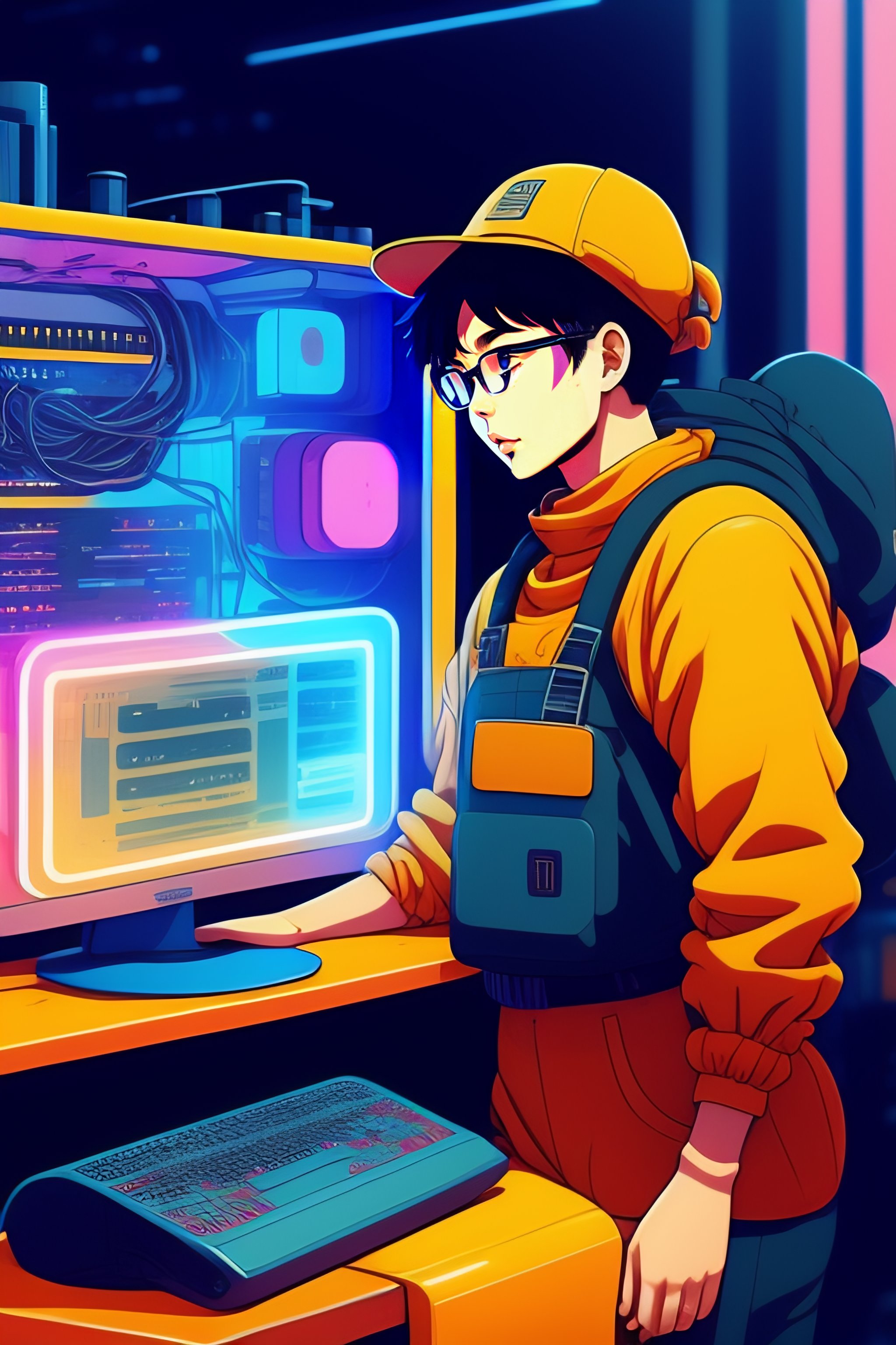 Lexica - Photo of a computer technician in the space, style of laurie ...