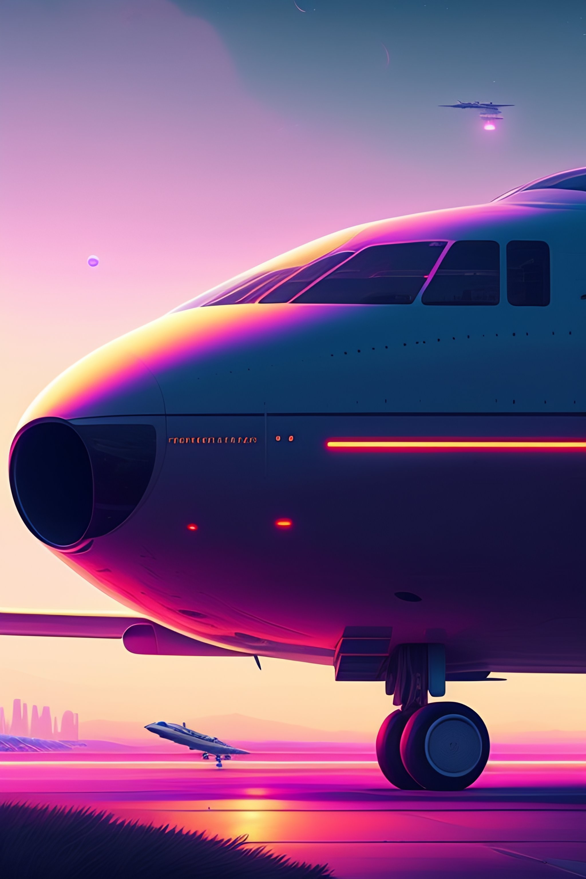 Lexica - Sleek synthwave aircraft, with beautiful stars by simon ...