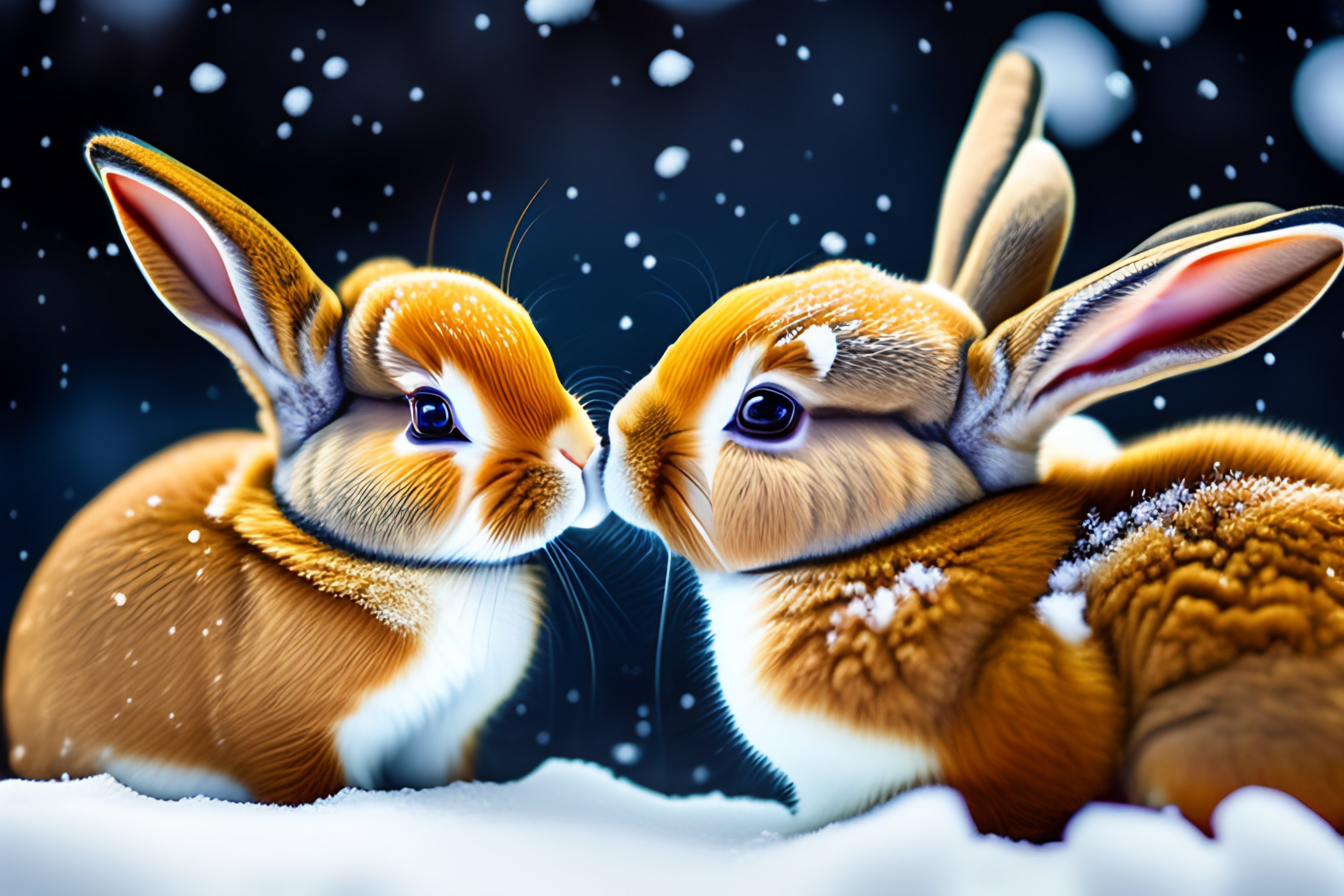Lexica - Bunnies kissing in the snow